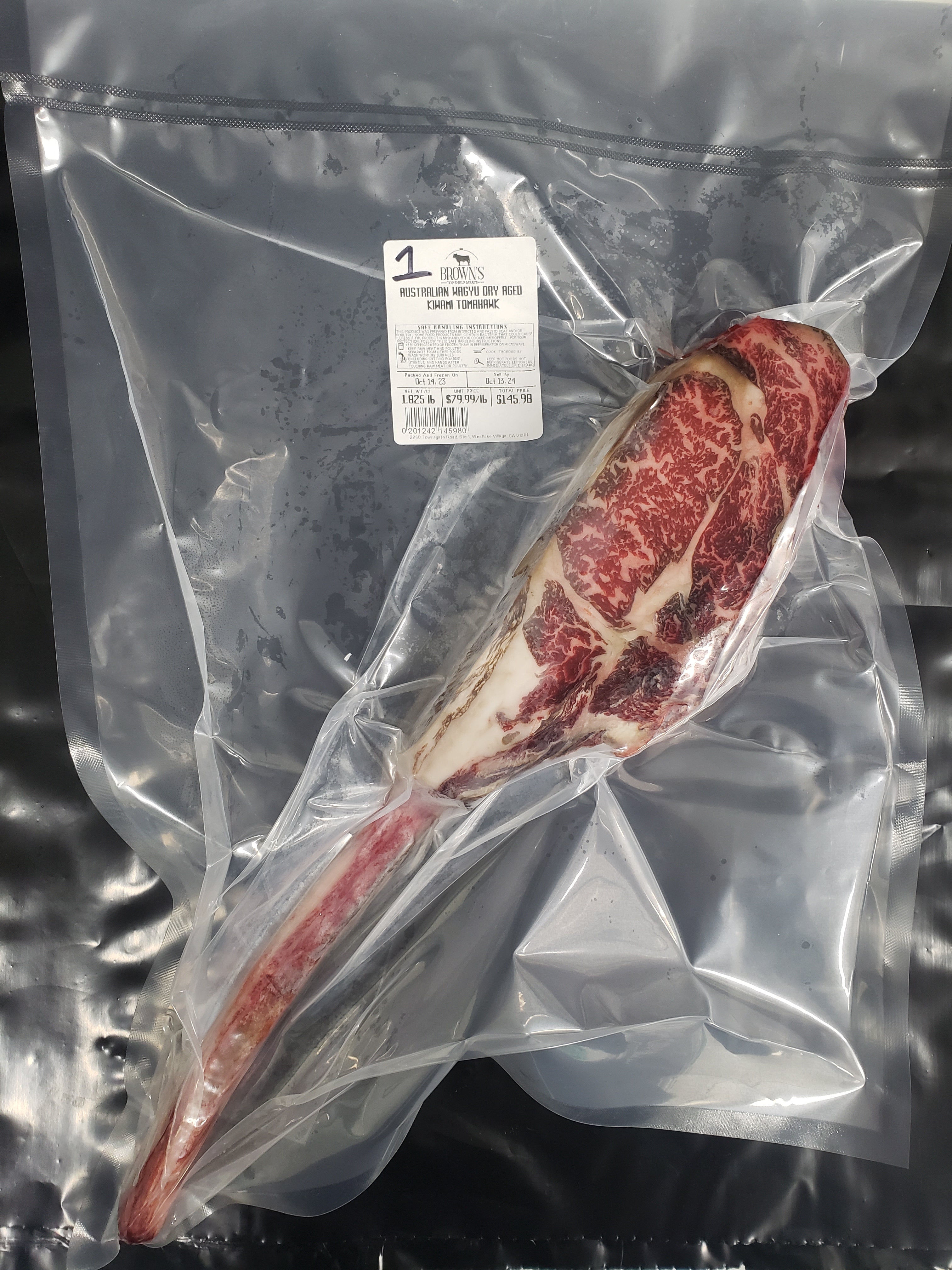 Kiwami 30 Day Dry Aged Tomahawk 1 Browns Top Shelf Meats
