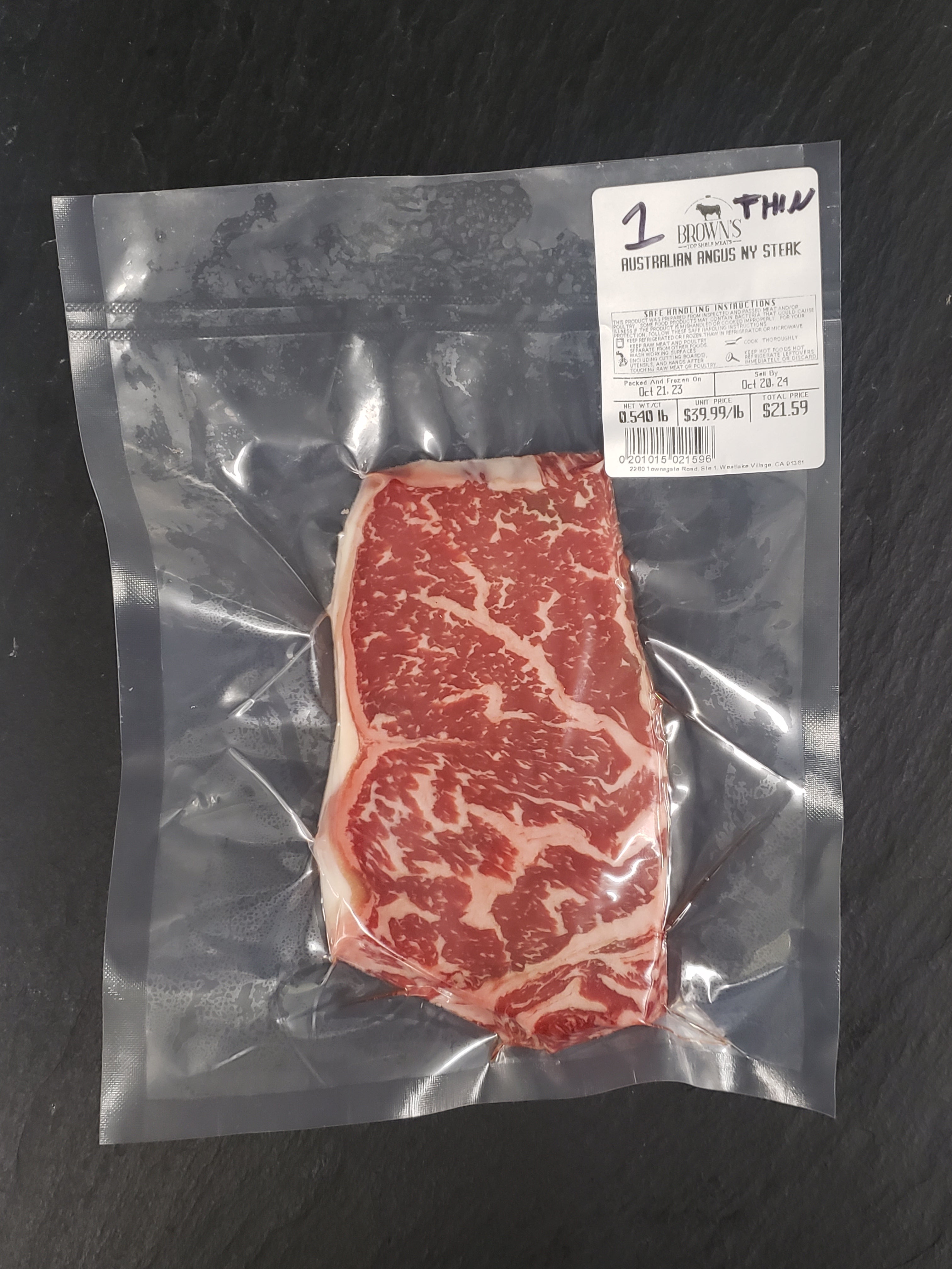 AUSTRALIAN ANGUS NY STEAK #1 – Brown's Top Shelf Meats