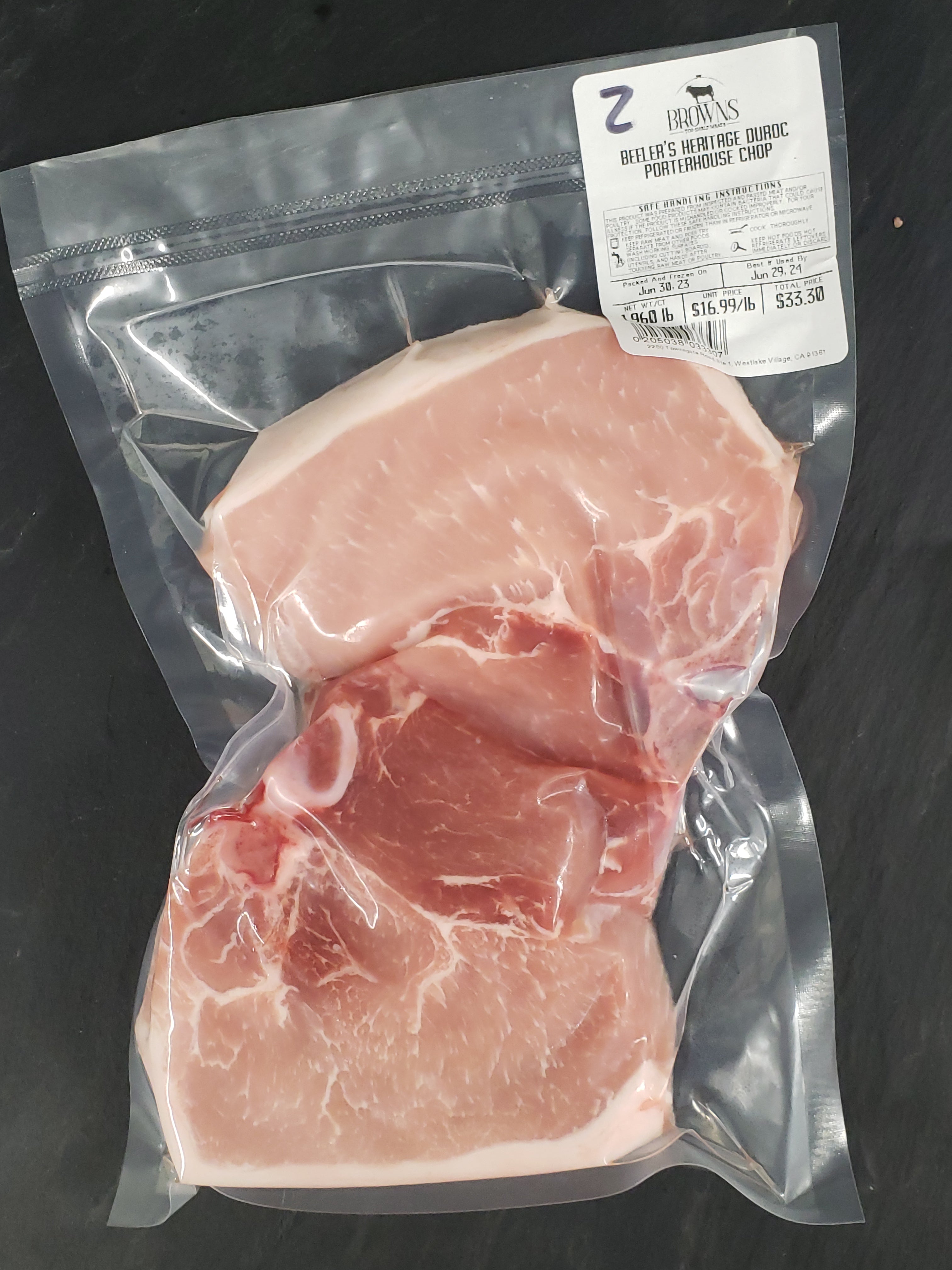 HERITAGE DUROC PORK PORTERHOUSE CHOP #2 – Brown's Top Shelf Meats