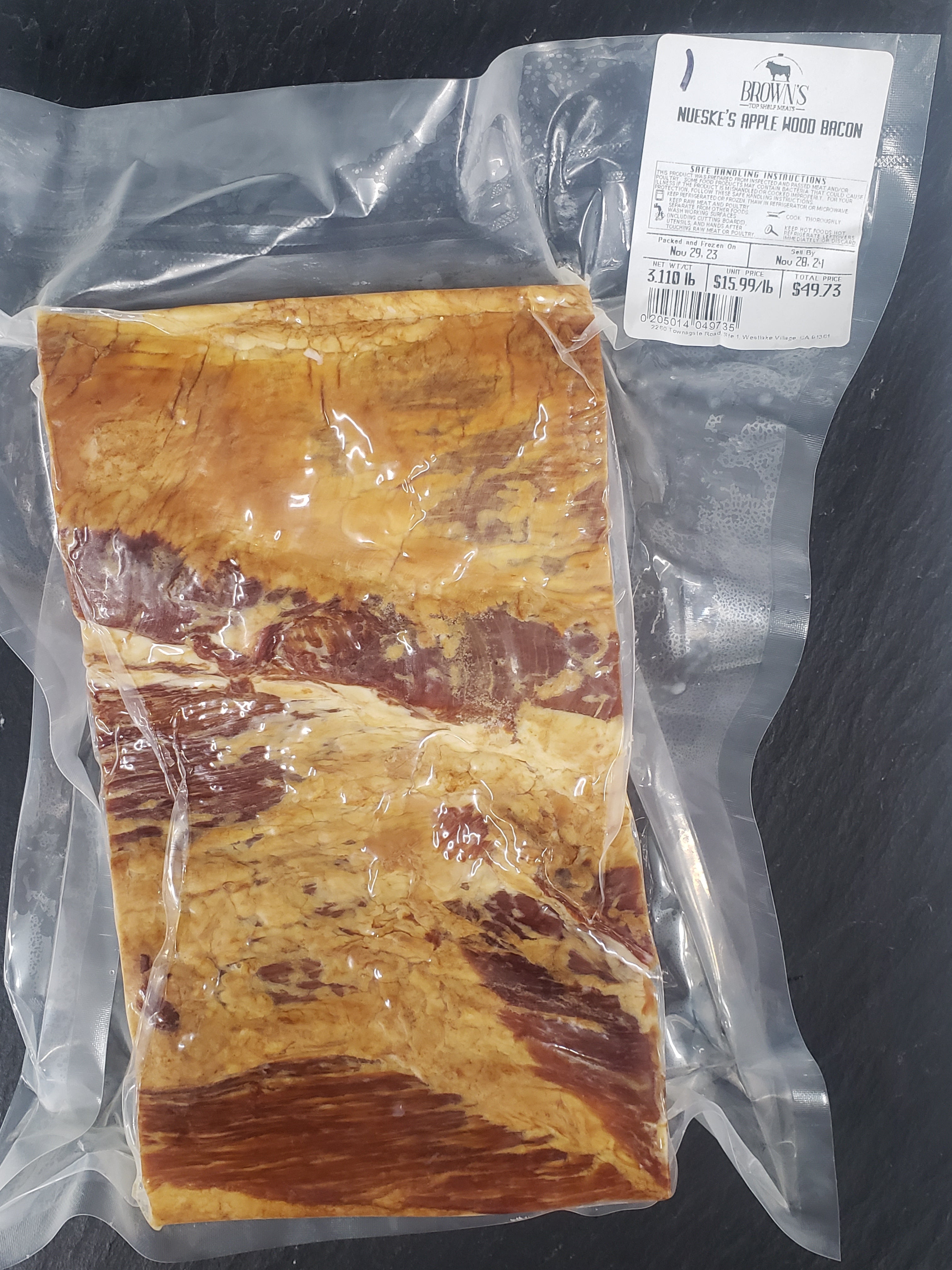NUESKE'S APPLEWOOD SMOKED BACON SLAB #1 – Brown's Top Shelf Meats