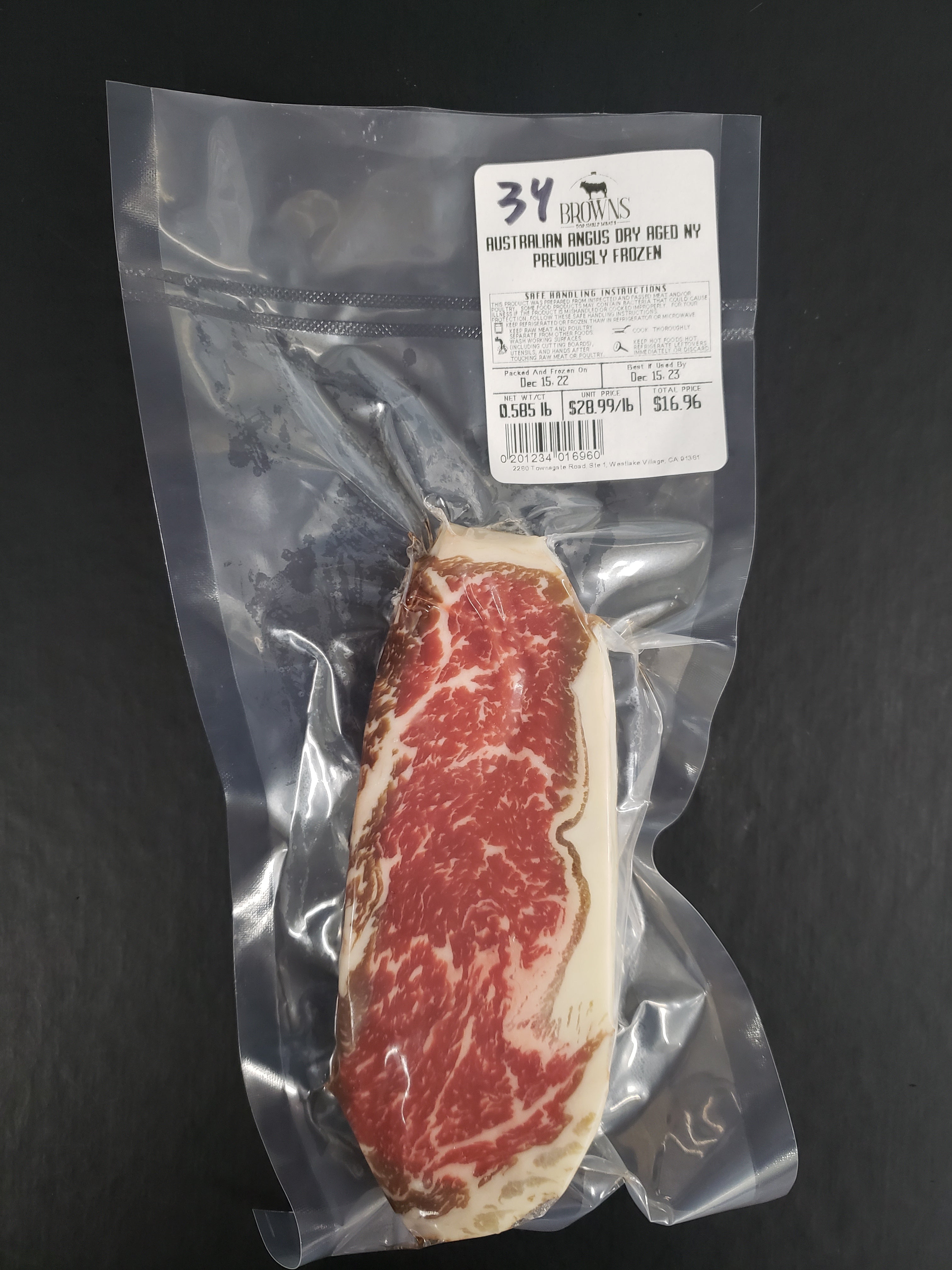AUSSIE ANGUS DRY AGED NY STEAK #34 – Brown's Top Shelf Meats