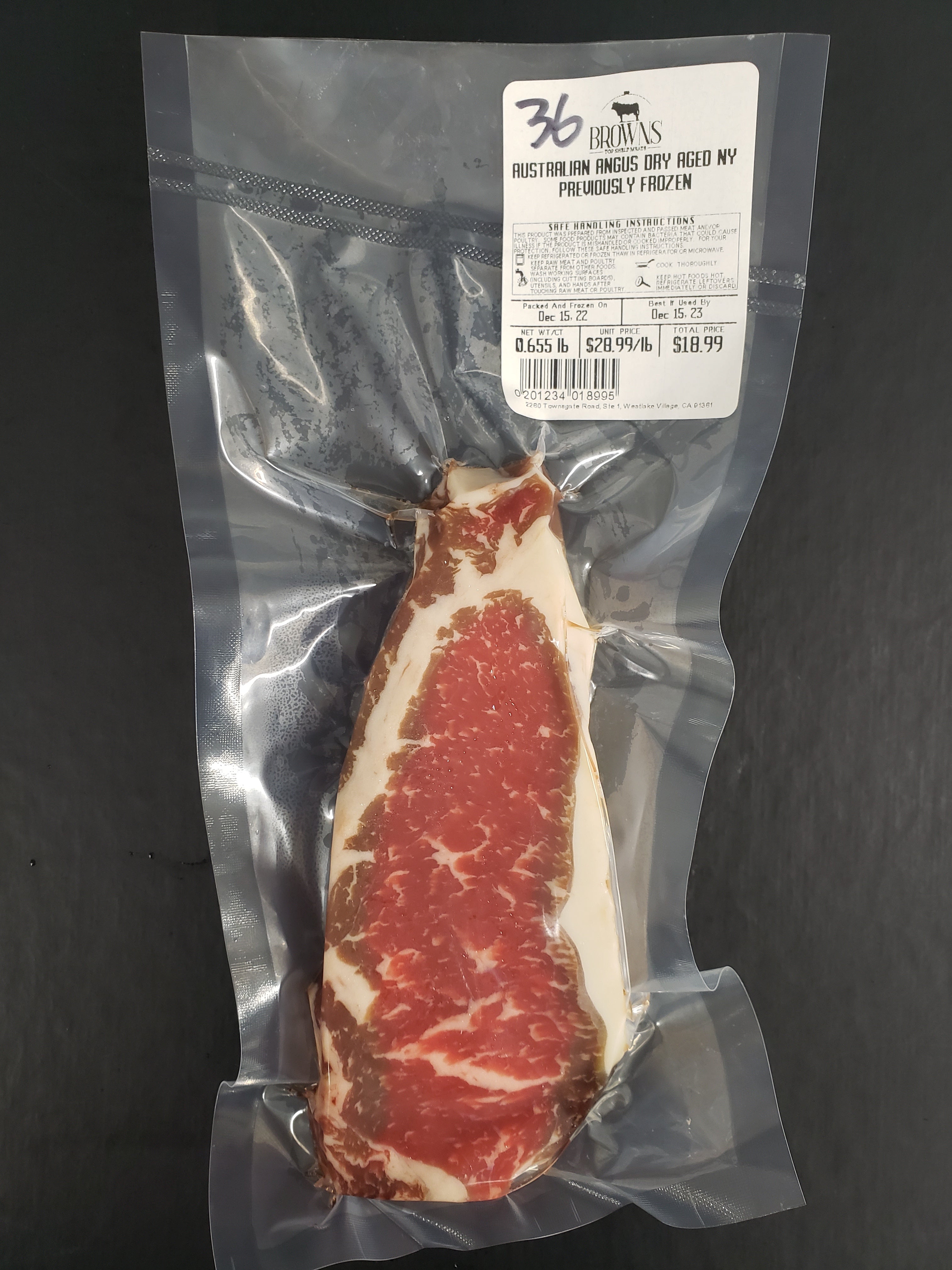 AUSSIE ANGUS DRY AGED NY STEAK #36 – Brown's Top Shelf Meats