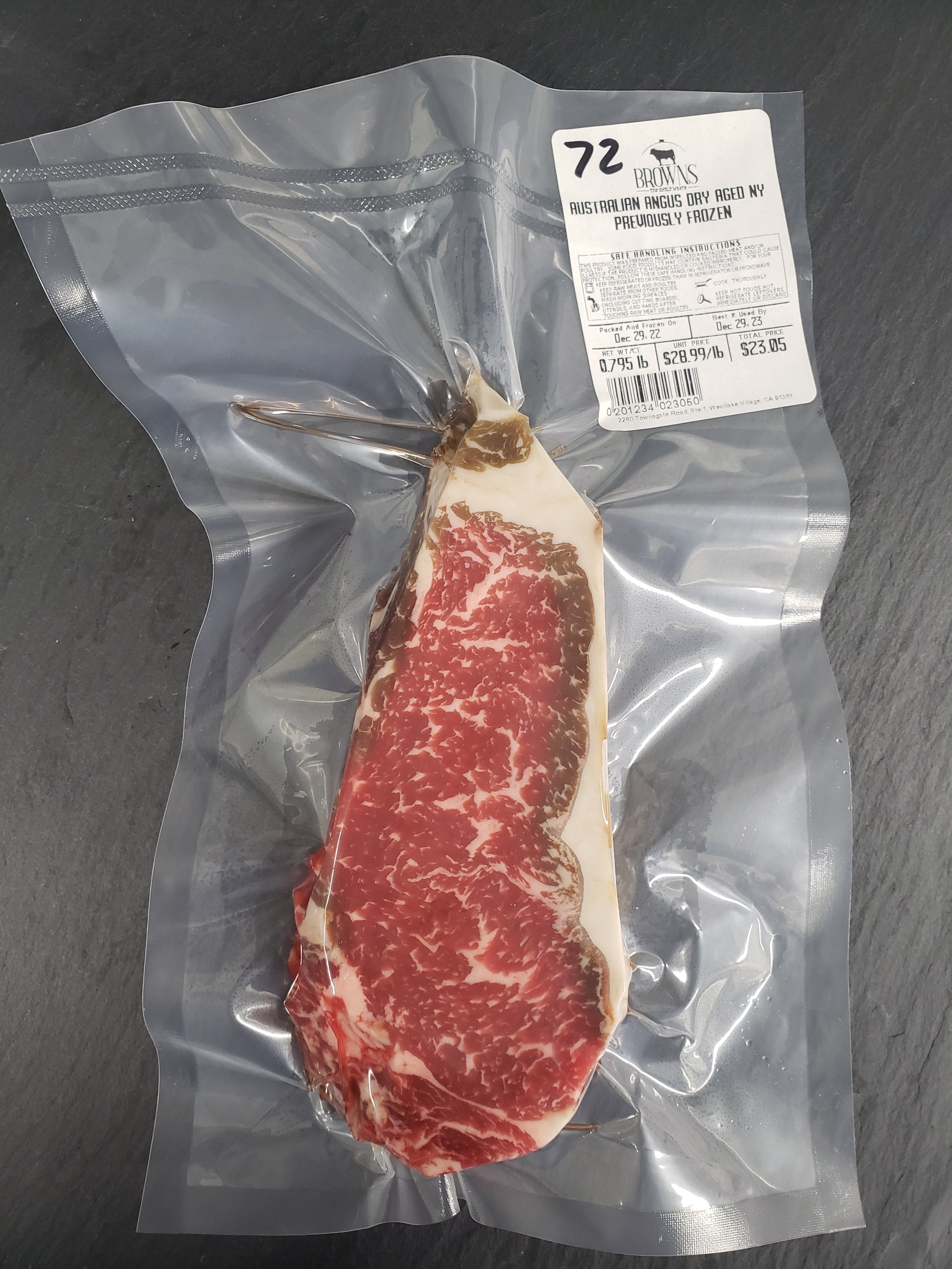 AUSSIE ANGUS DRY AGED NY STEAK #72 – Brown's Top Shelf Meats