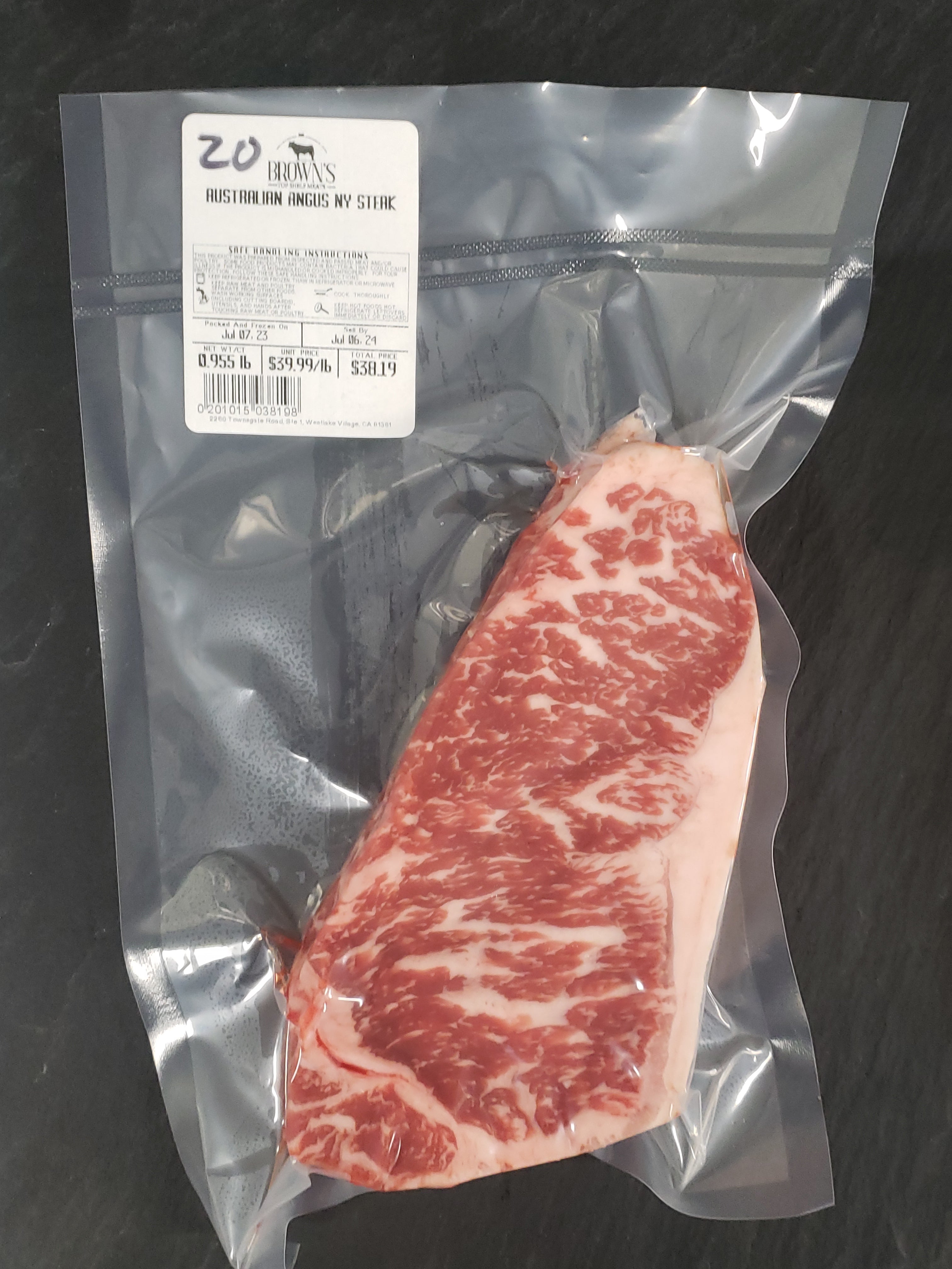 AUSTRALIAN ANGUS NY STEAK #20 – Brown's Top Shelf Meats