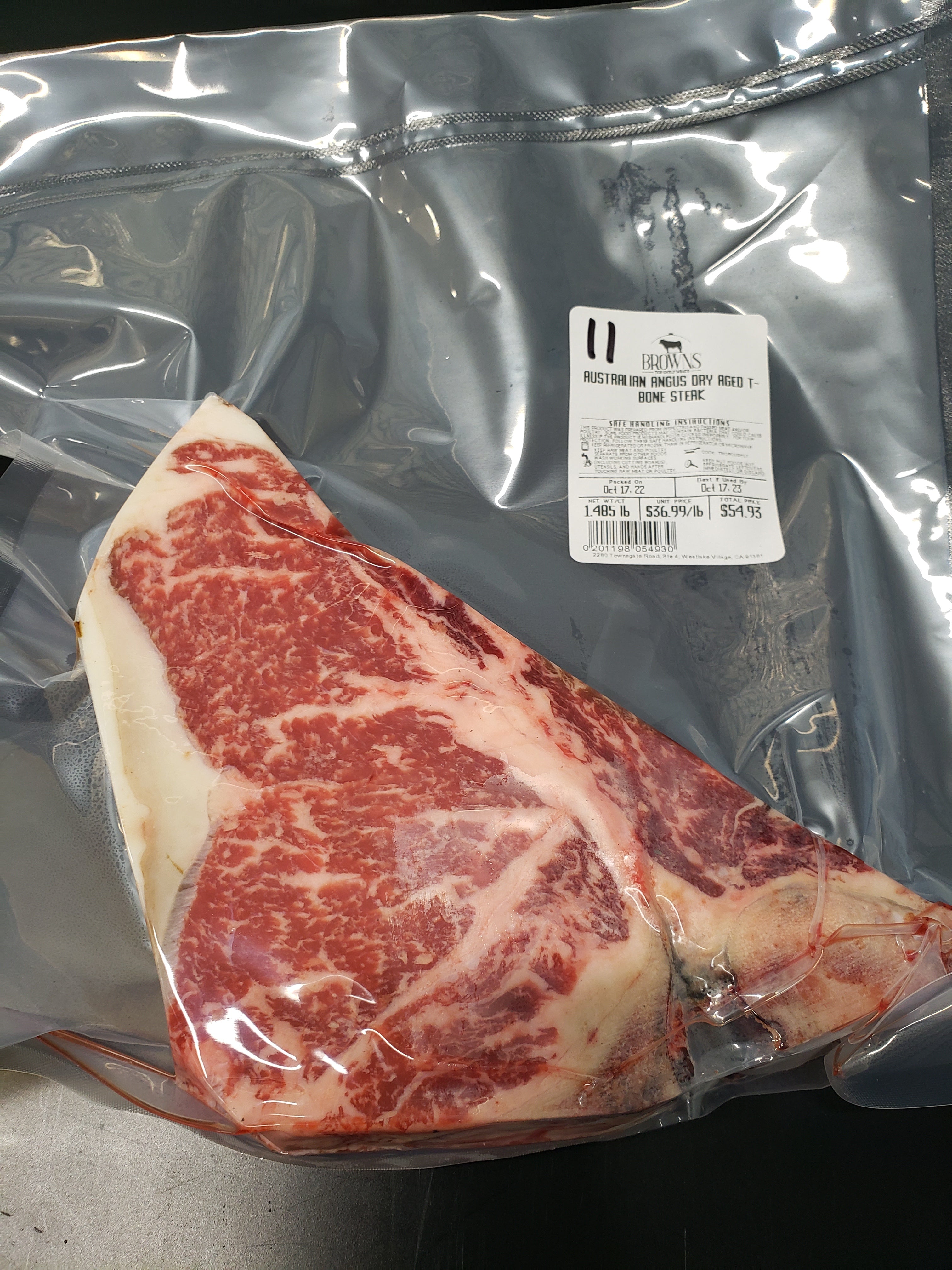 AUSTRALIAN ANGUS DRY AGED T-BONE STEAK #11 – Brown's Top Shelf Meats