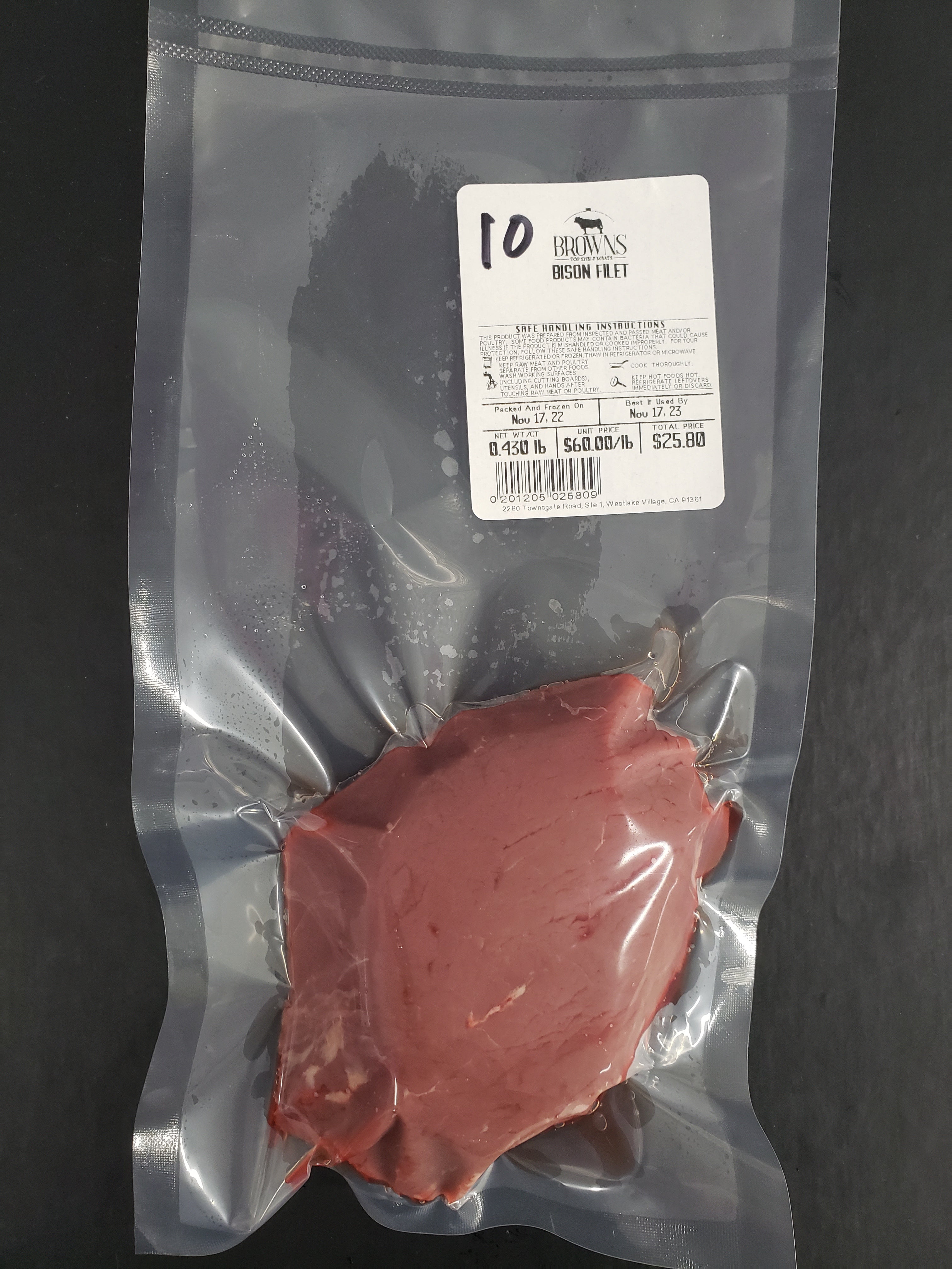 BISON FILET #10 – Brown's Top Shelf Meats
