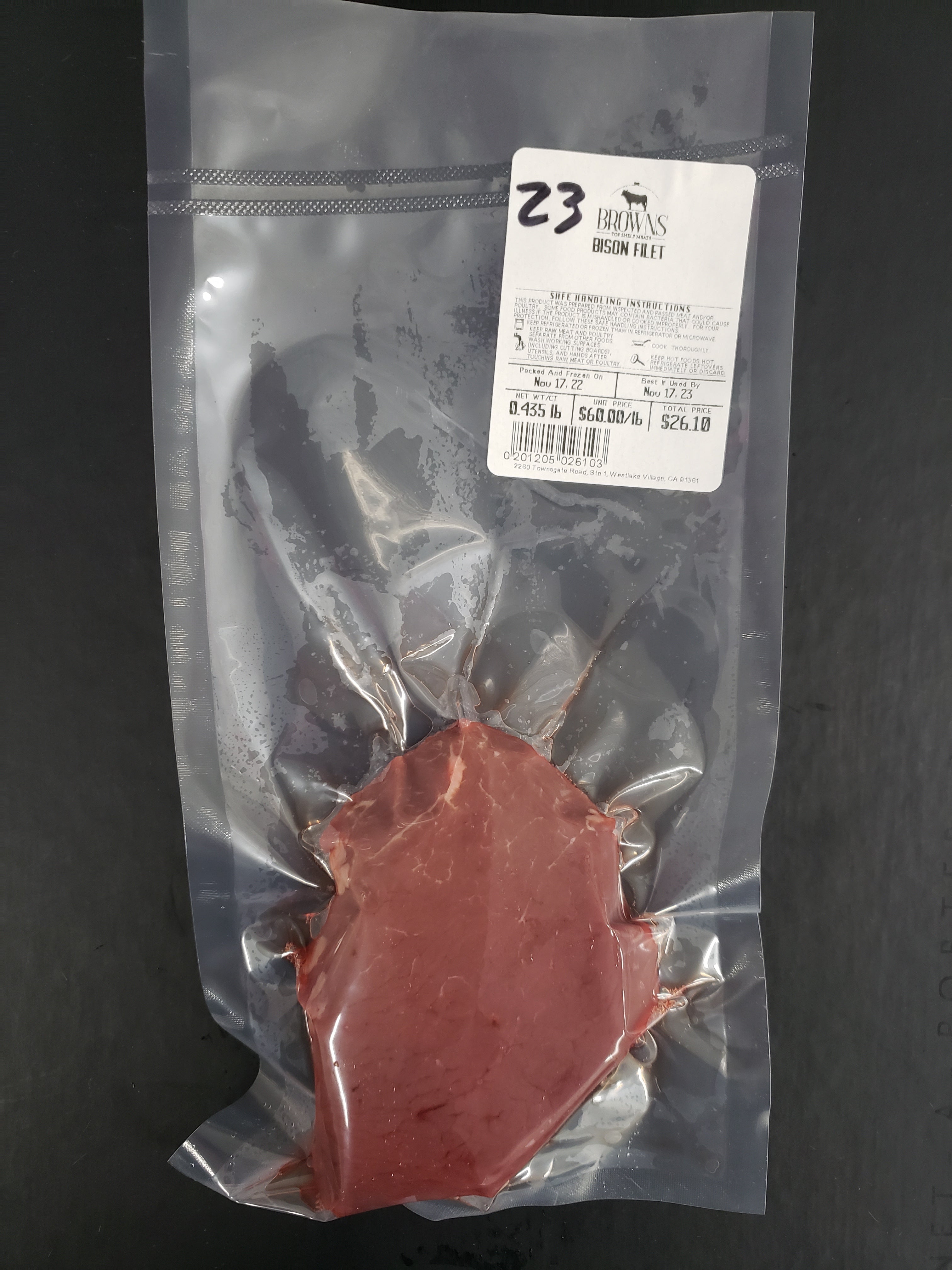 BISON FILET #23 – Brown's Top Shelf Meats