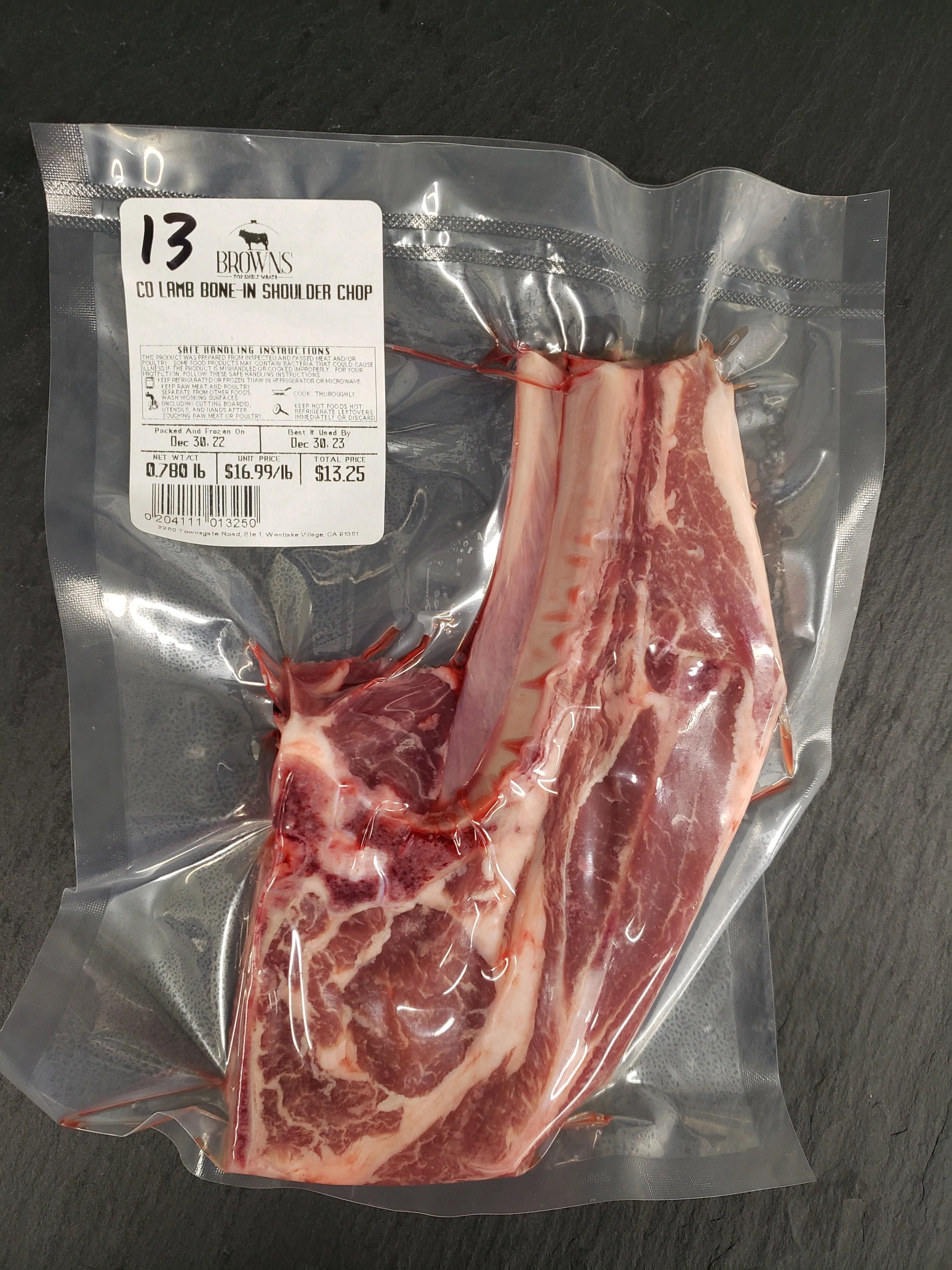CO LAMB BONE-IN SHOULDER CHOP #13 – Brown's Top Shelf Meats