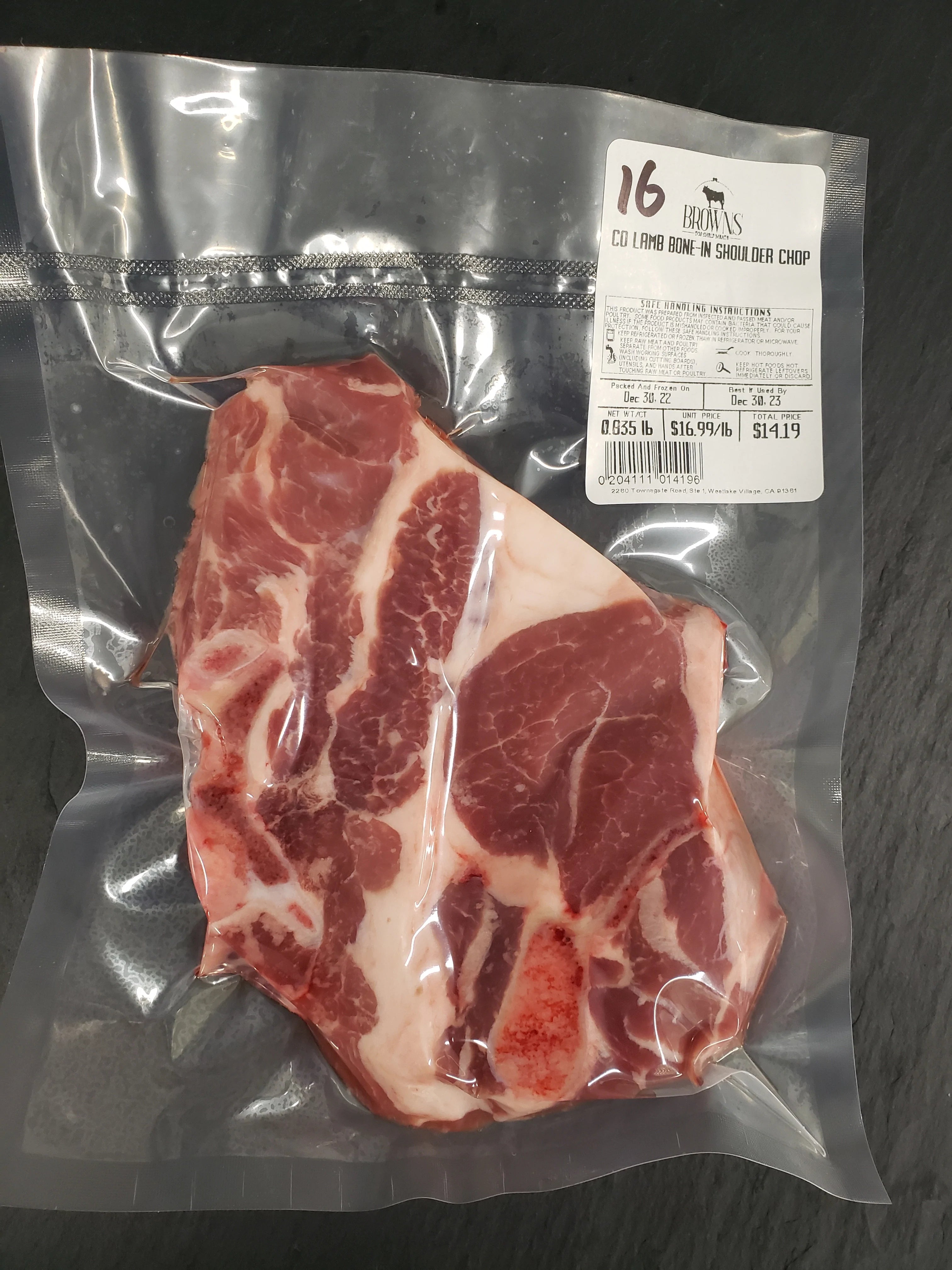 CO LAMB BONE-IN SHOULDER CHOP #16 – Brown's Top Shelf Meats