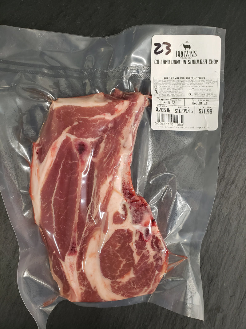 CO LAMB BONE-IN SHOULDER CHOP #23 – Brown's Top Shelf Meats