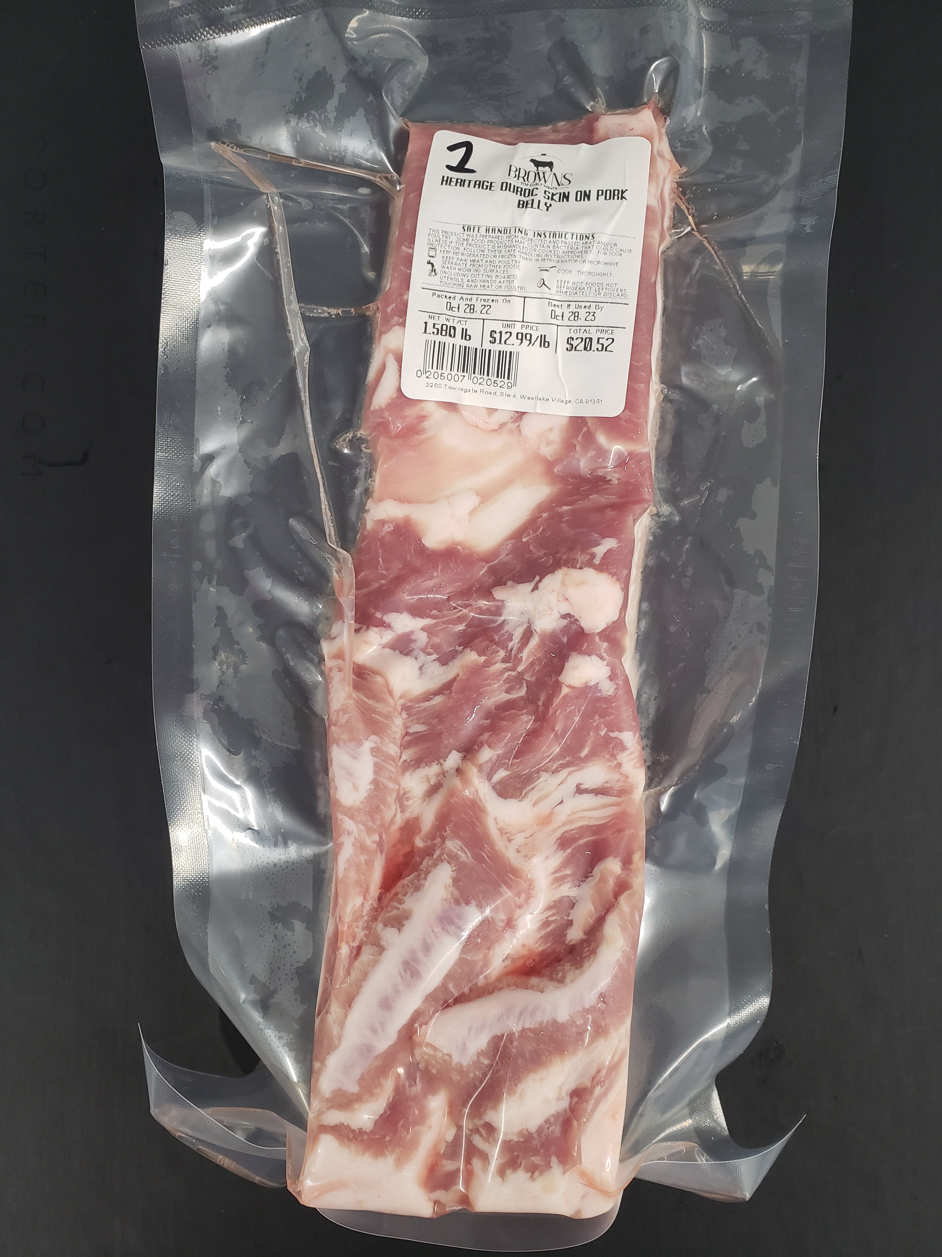 HERITAGE DUROC SKIN ON PORK BELLY #1 – Brown's Top Shelf Meats