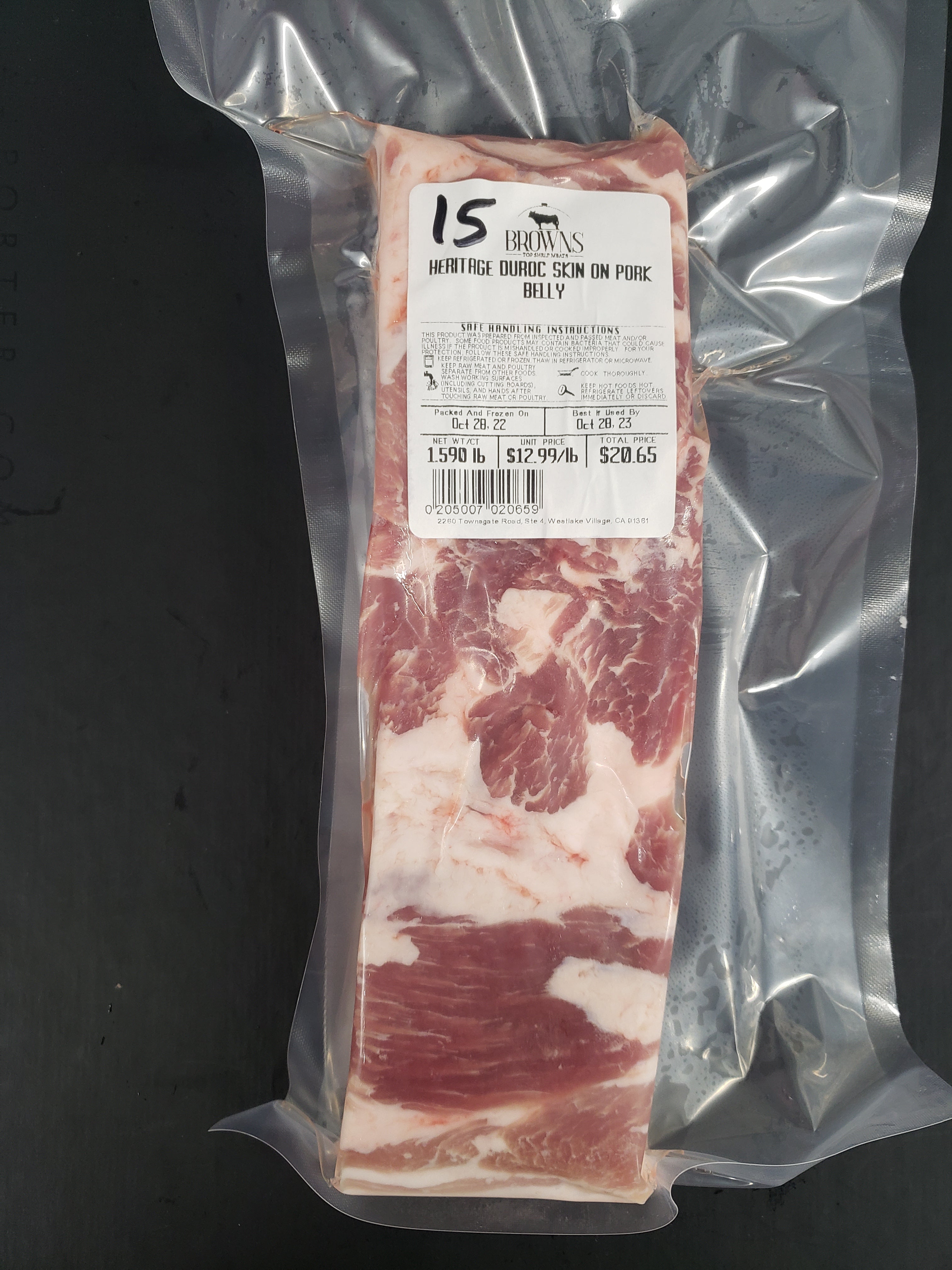 HERITAGE DUROC SKIN ON PORK BELLY #15 – Brown's Top Shelf Meats