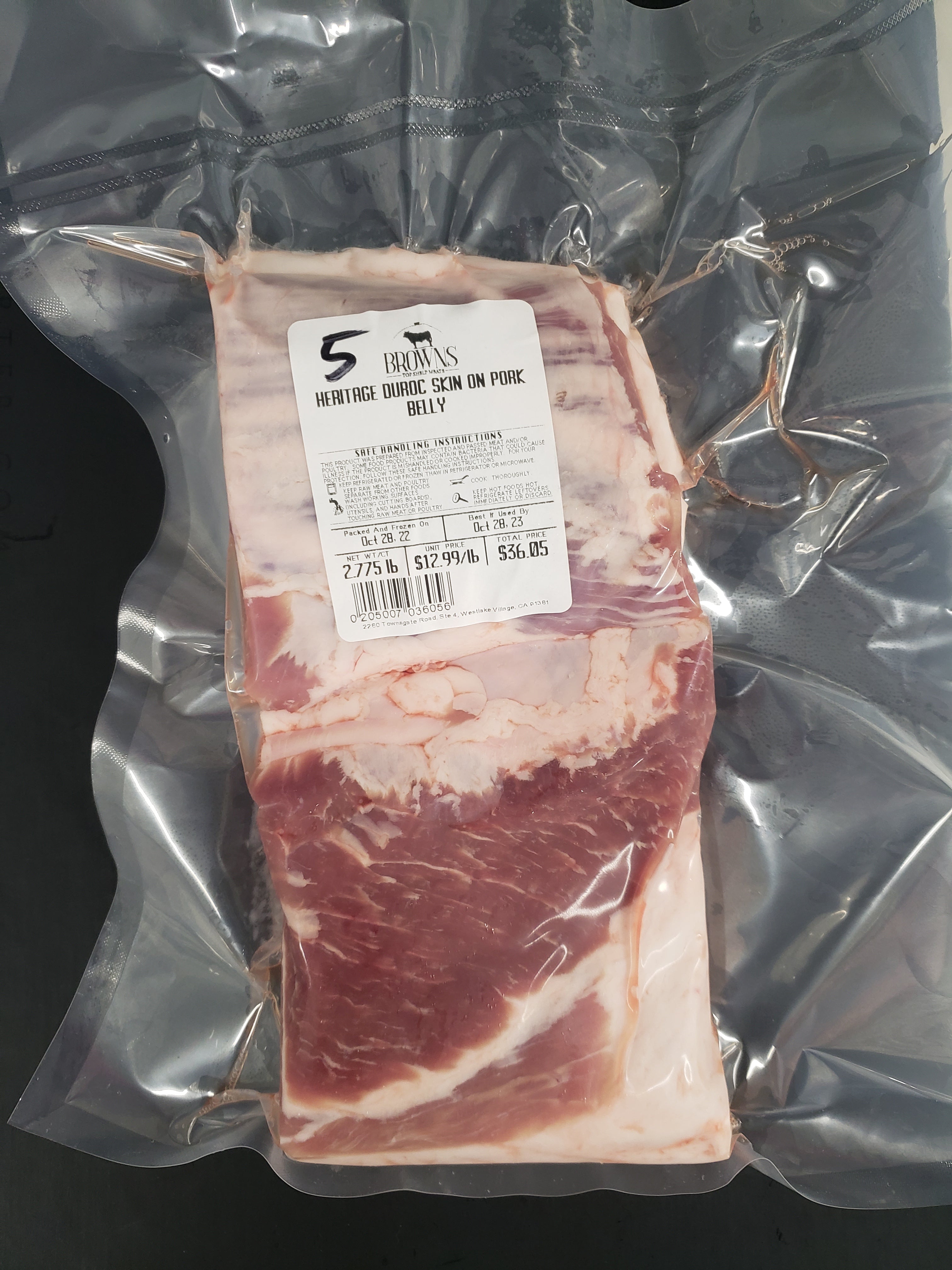 HERITAGE DUROC SKIN ON PORK BELLY #5 – Brown's Top Shelf Meats