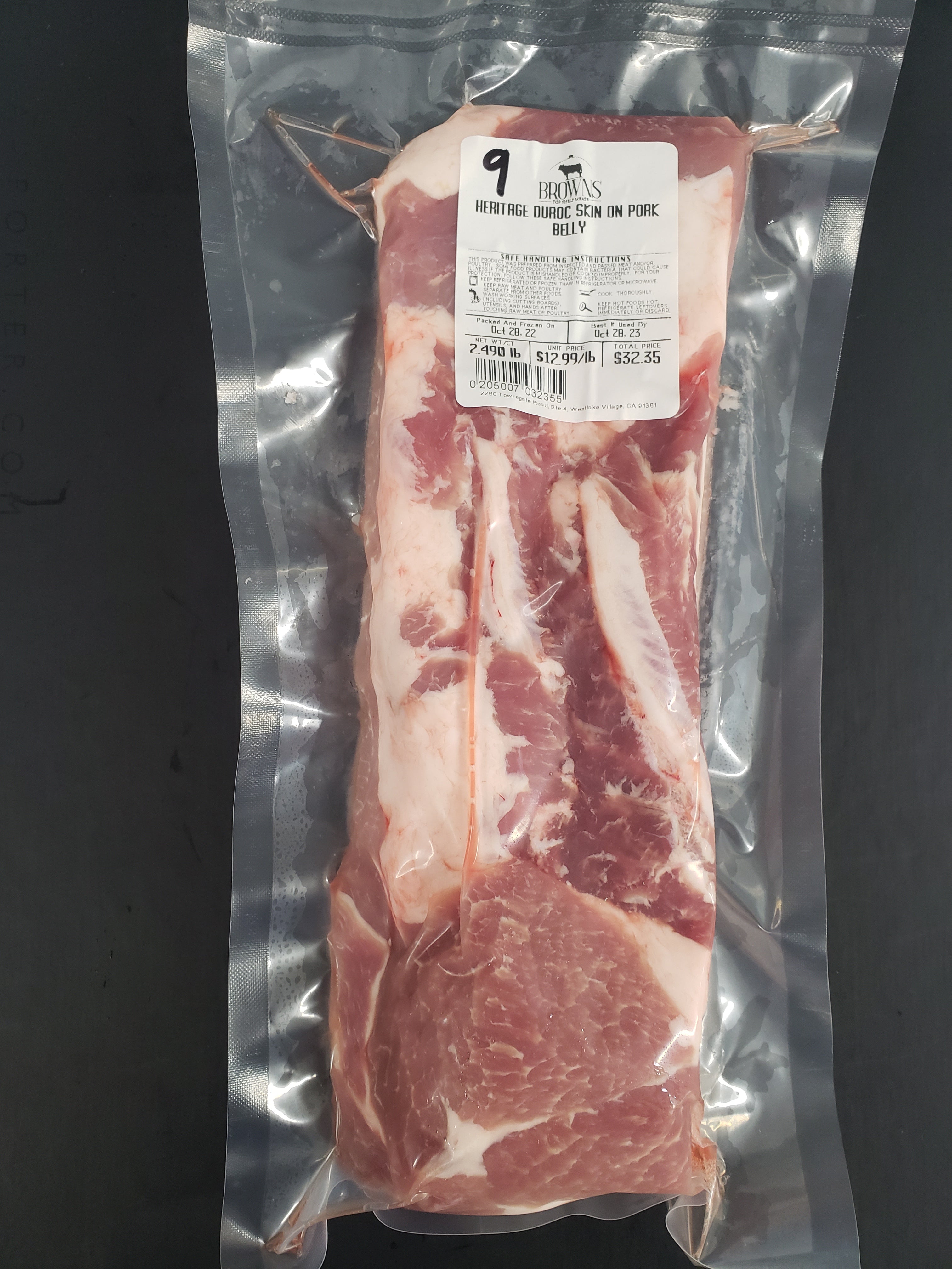 HERITAGE DUROC SKIN ON PORK BELLY #9 – Brown's Top Shelf Meats