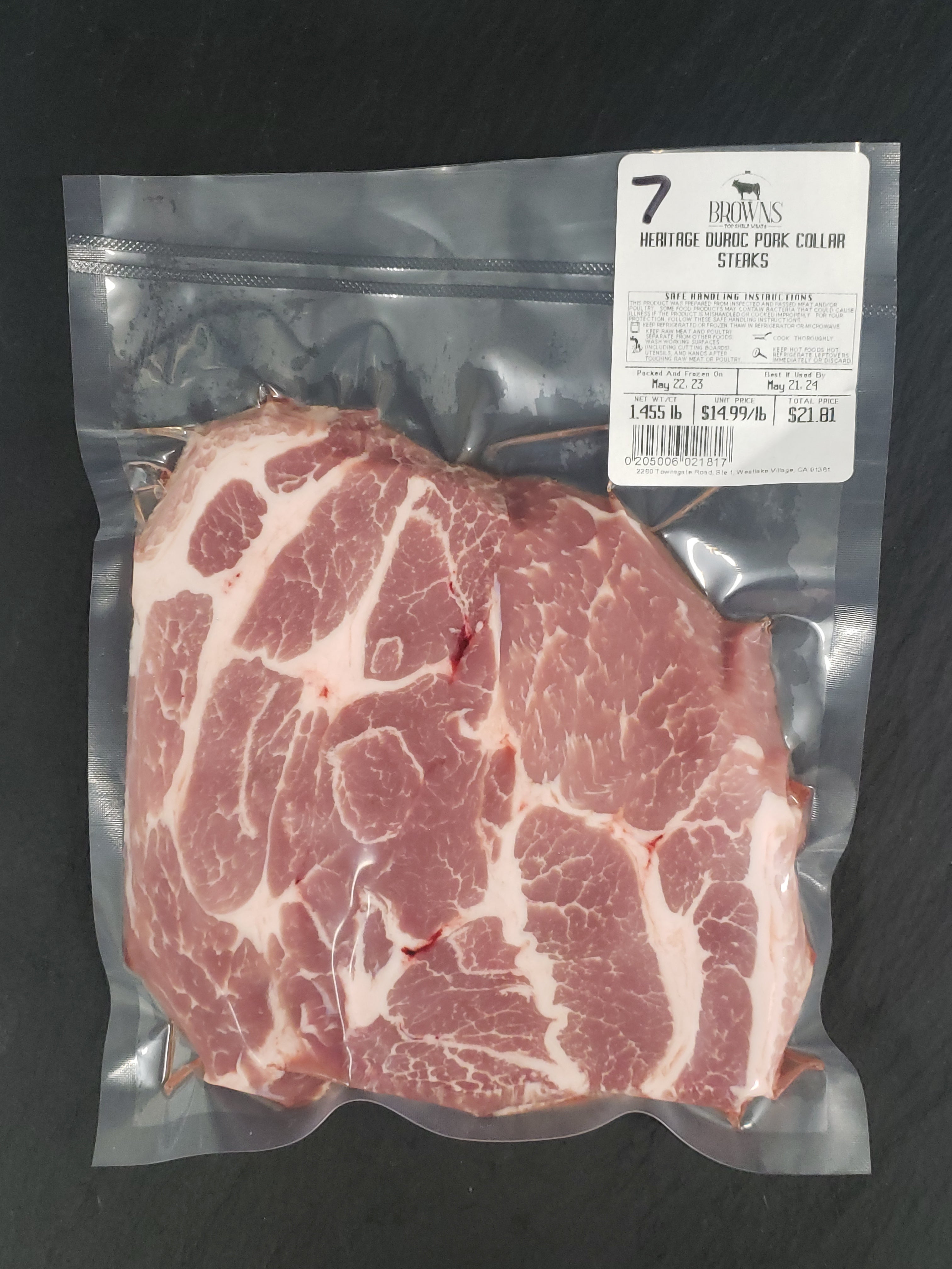 HERITAGE DUROC PORK COLLAR STEAKS #7 – Brown's Top Shelf Meats