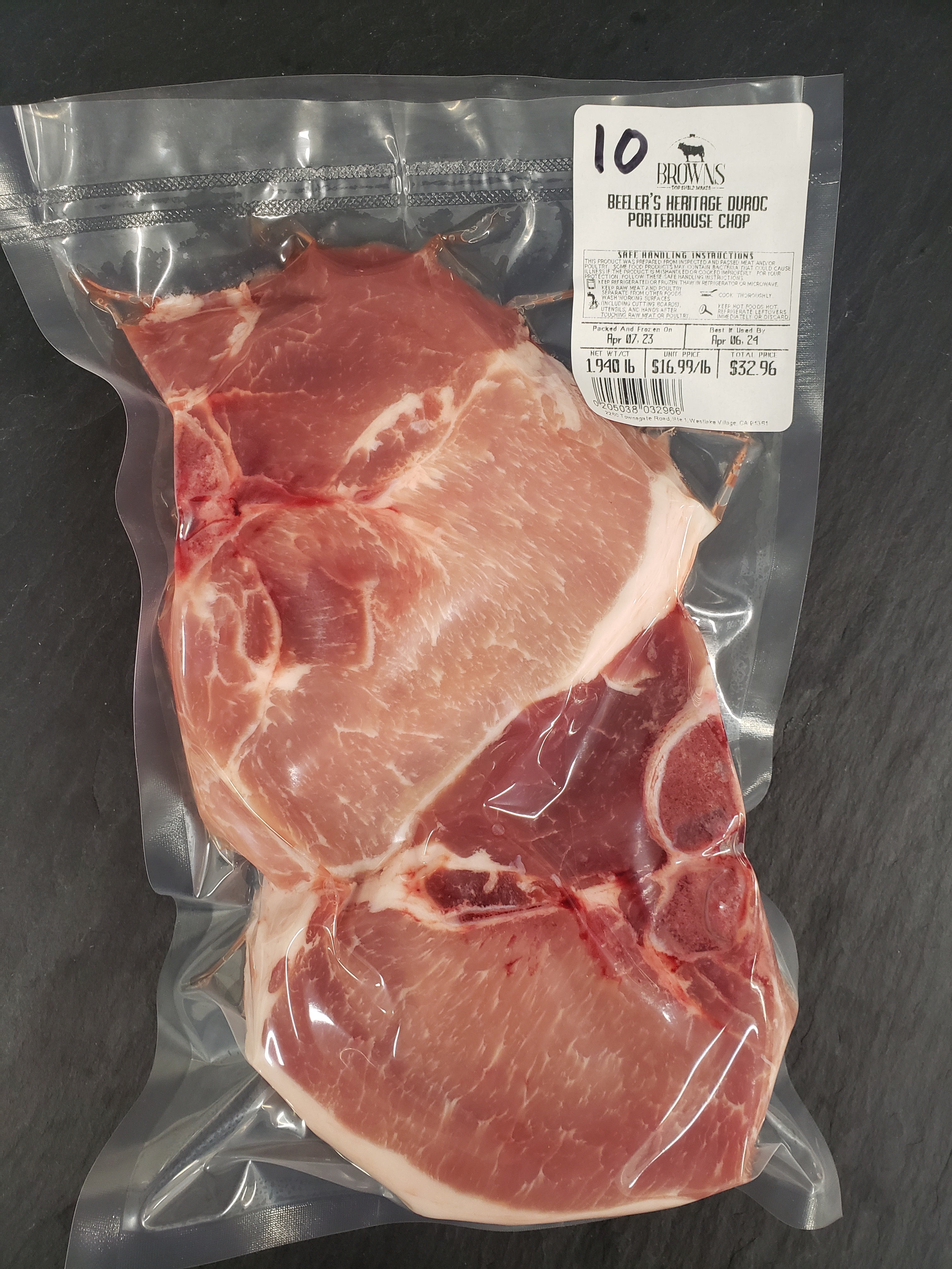 HERITAGE DUROC PORK PORTERHOUSE CHOP #10 – Brown's Top Shelf Meats