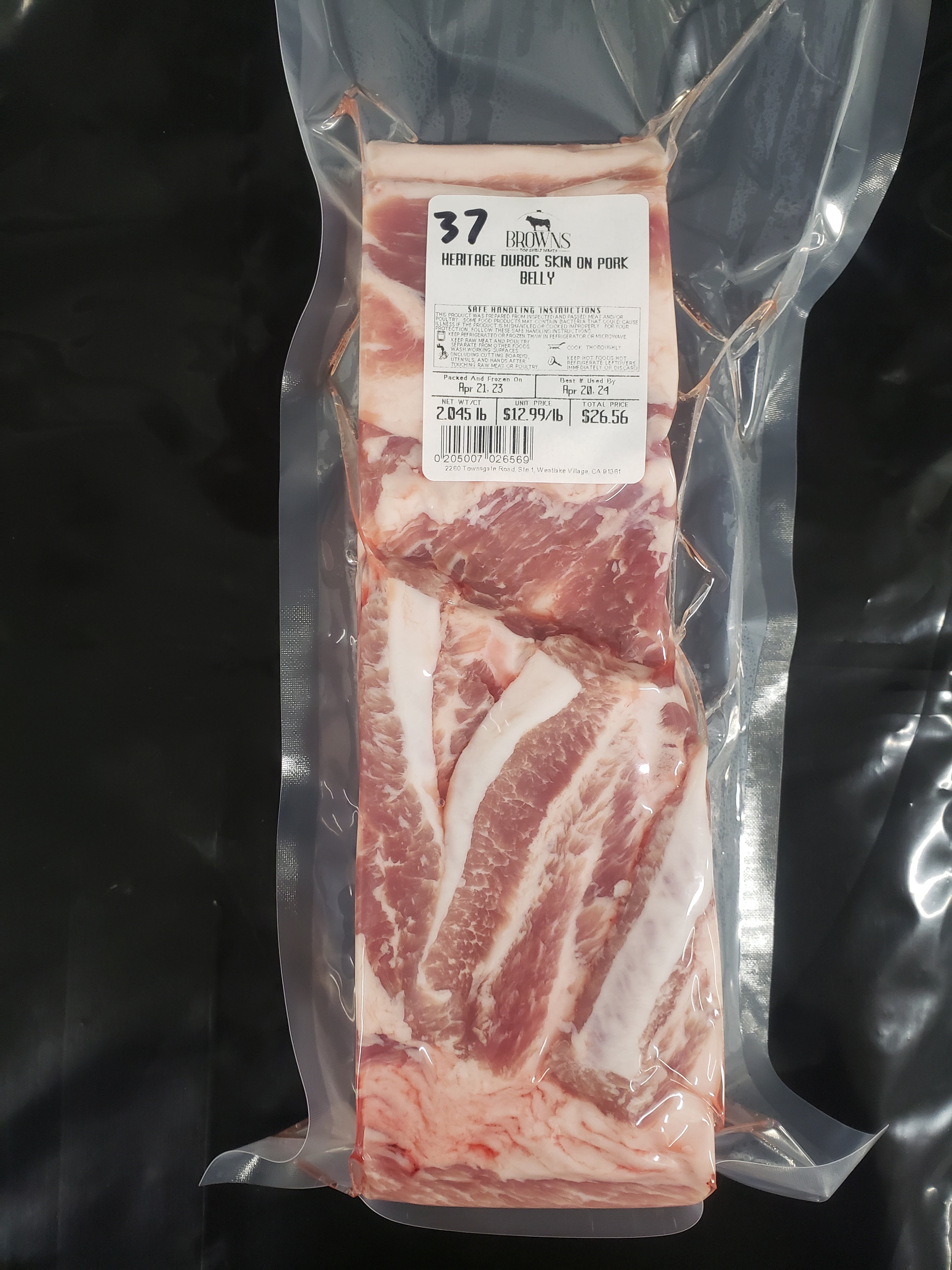 HERITAGE DUROC SKIN ON PORK BELLY #37 – Brown's Top Shelf Meats