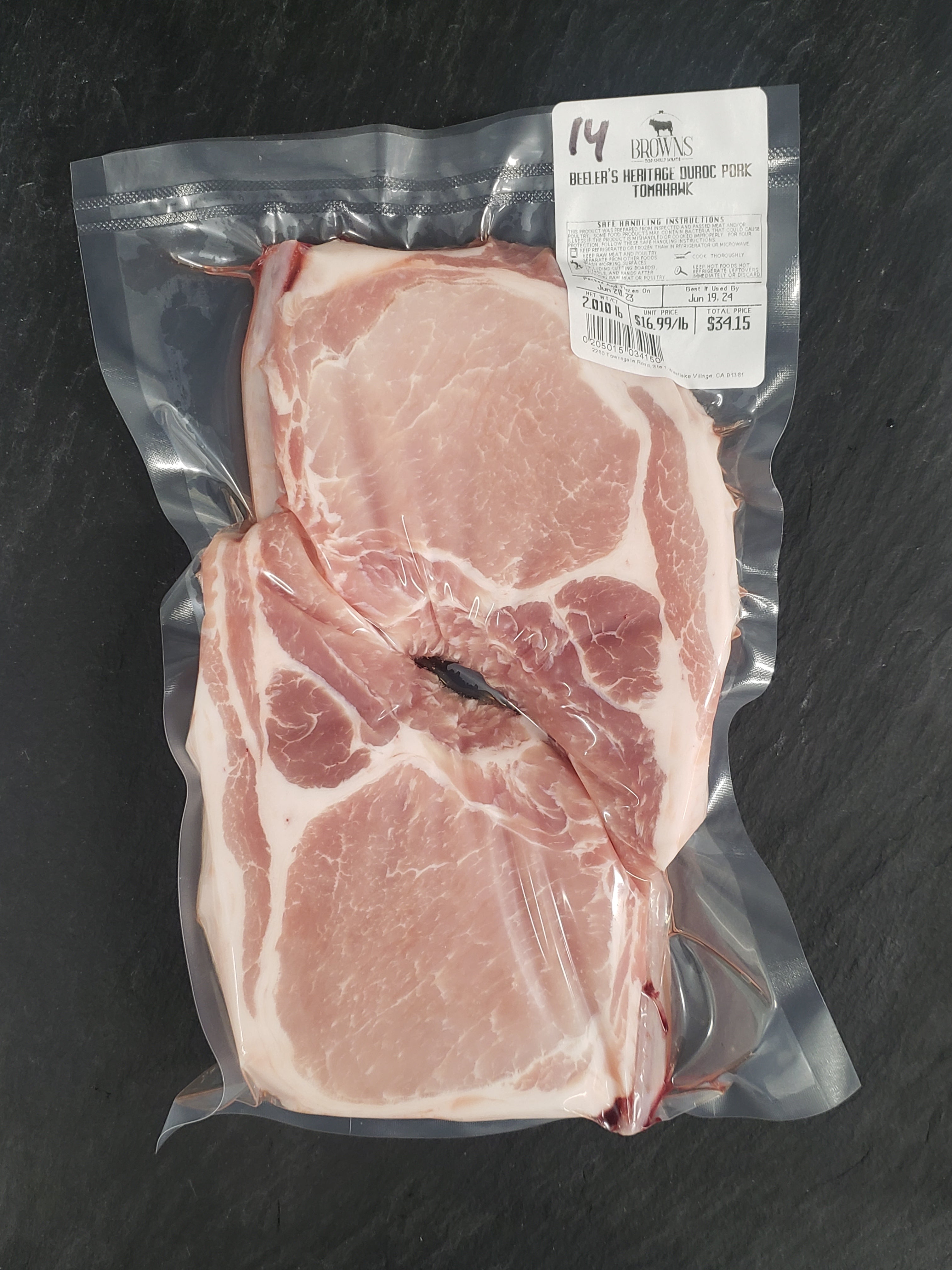 HERITAGE DUROC PORK TOMAHAWK #14 – Brown's Top Shelf Meats
