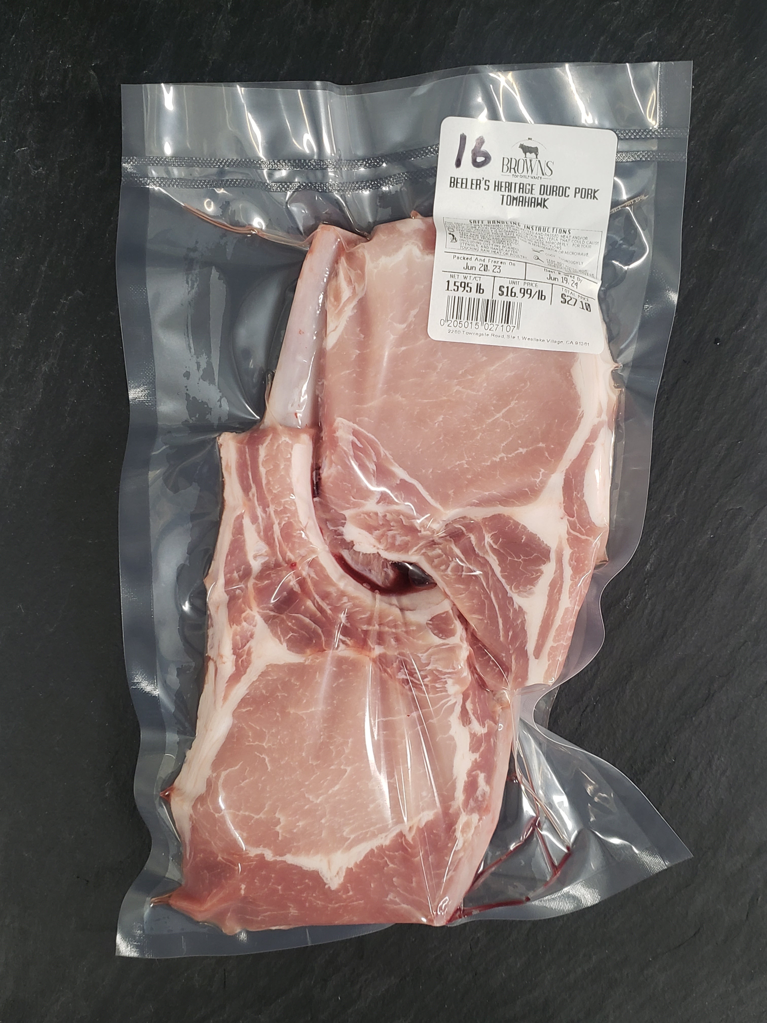 HERITAGE DUROC PORK TOMAHAWK #16 – Brown's Top Shelf Meats