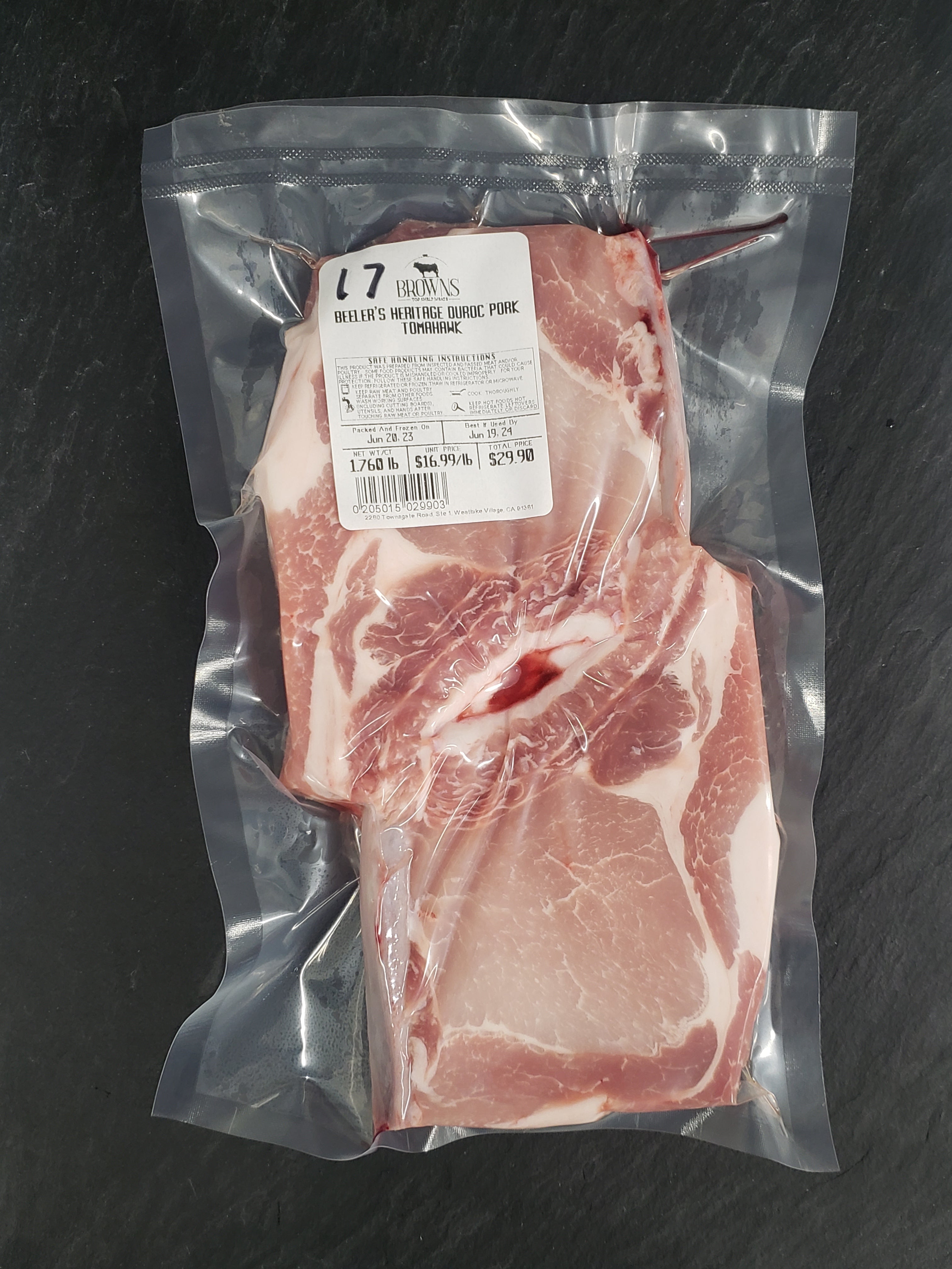 HERITAGE DUROC PORK TOMAHAWK #17 – Brown's Top Shelf Meats