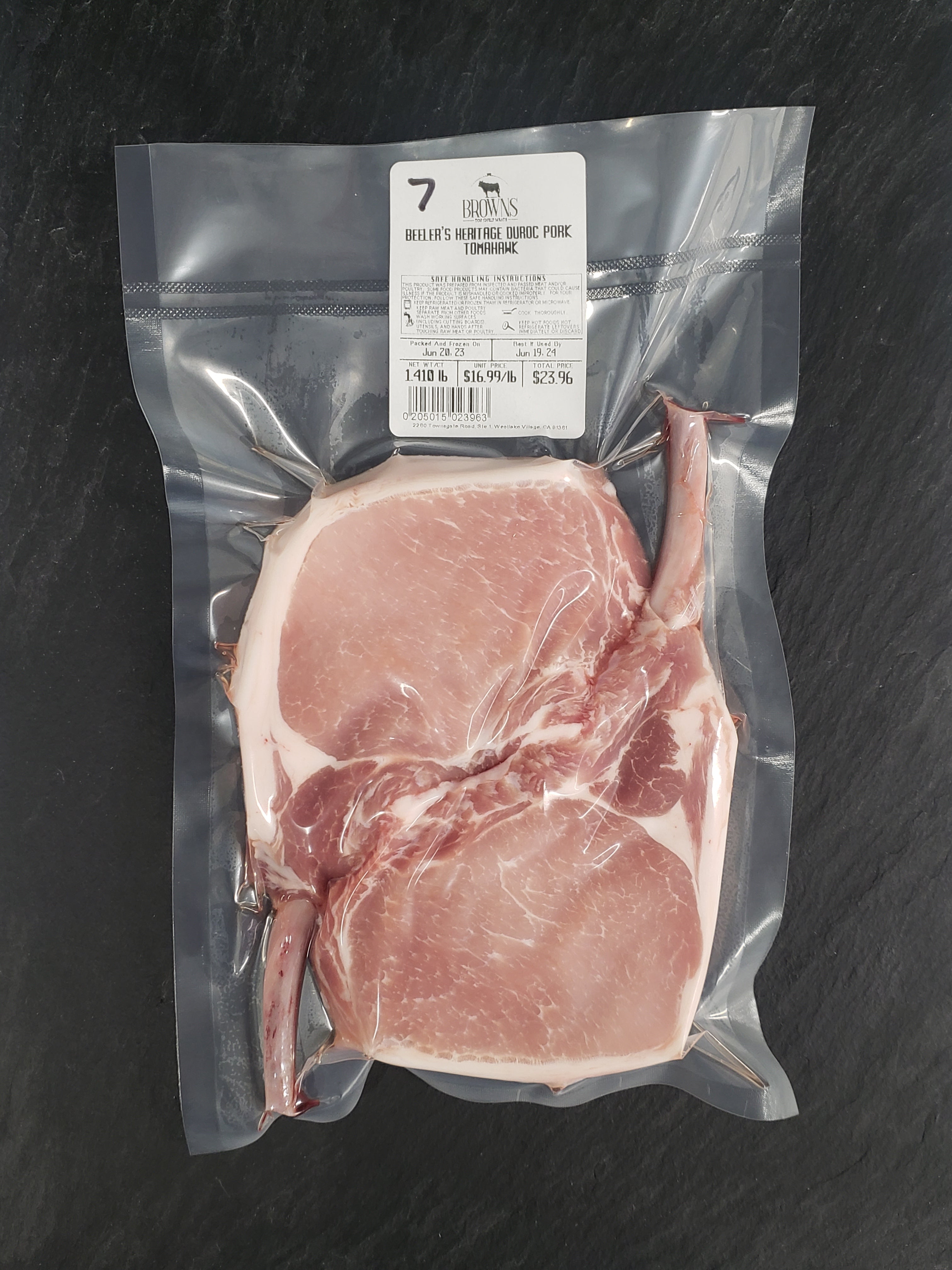 HERITAGE DUROC PORK TOMAHAWK #7 – Brown's Top Shelf Meats