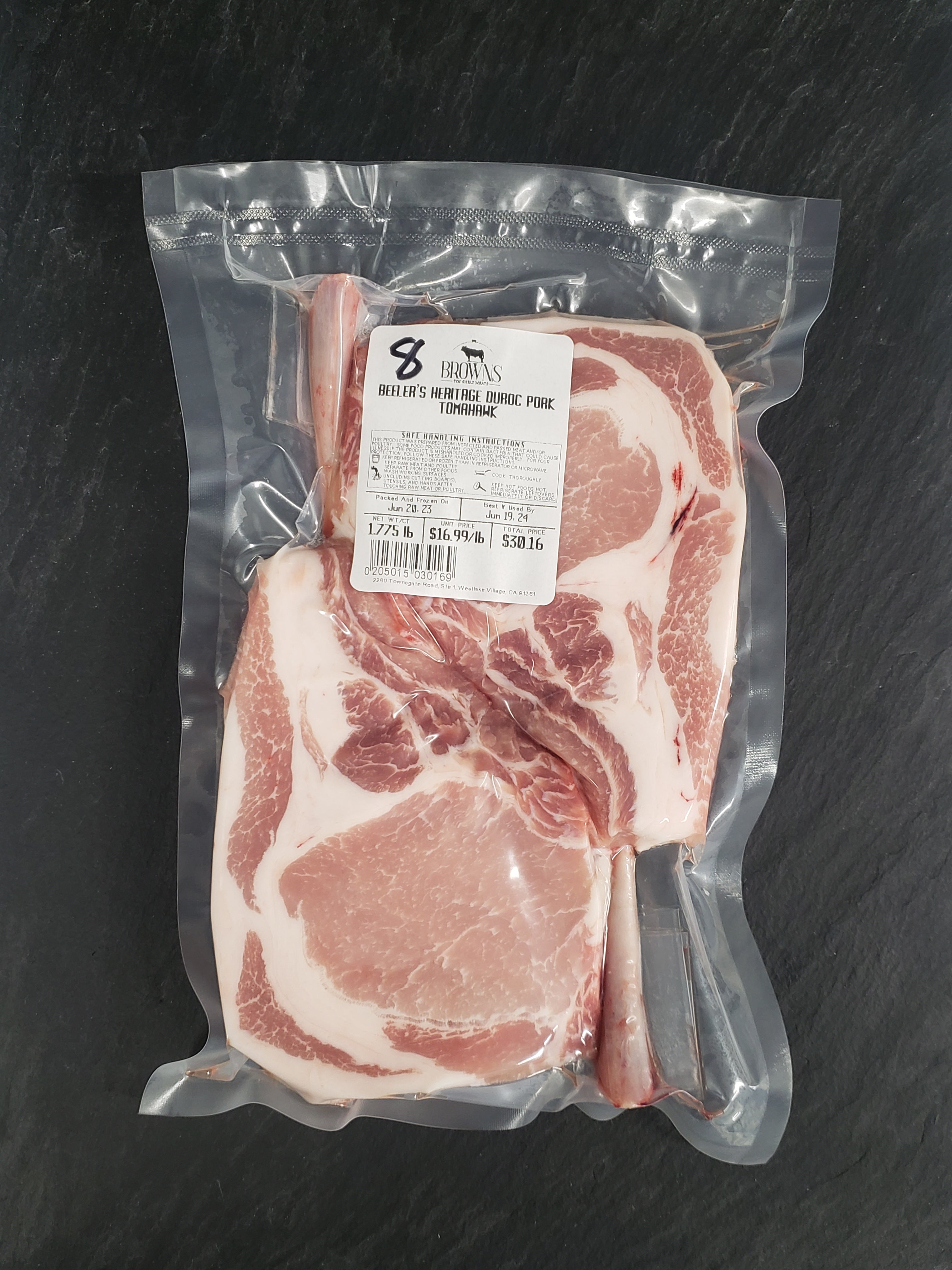 HERITAGE DUROC PORK TOMAHAWK #8 – Brown's Top Shelf Meats