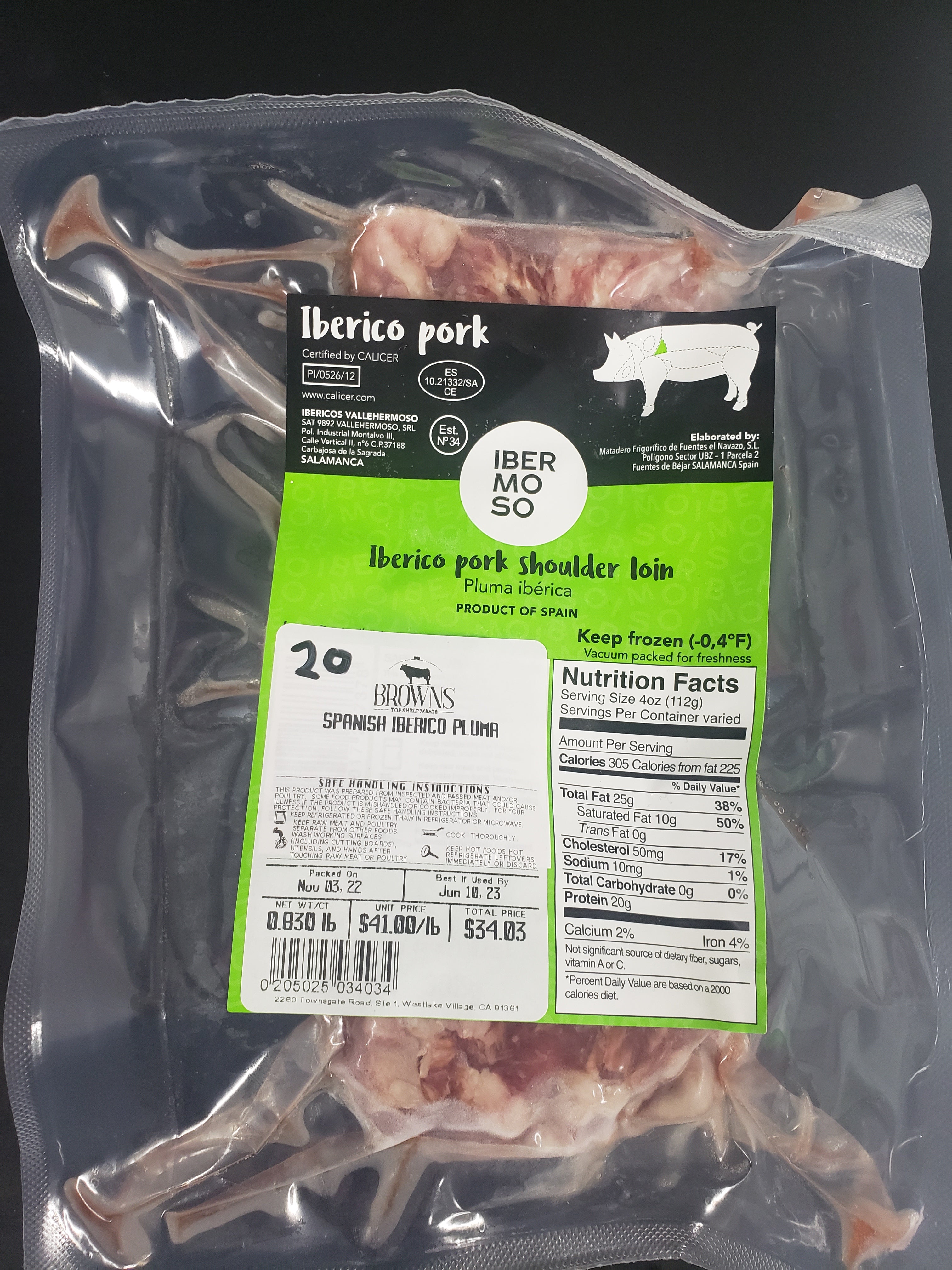 SPANISH IBERICO PORK PLUMA #20 – Brown's Top Shelf Meats
