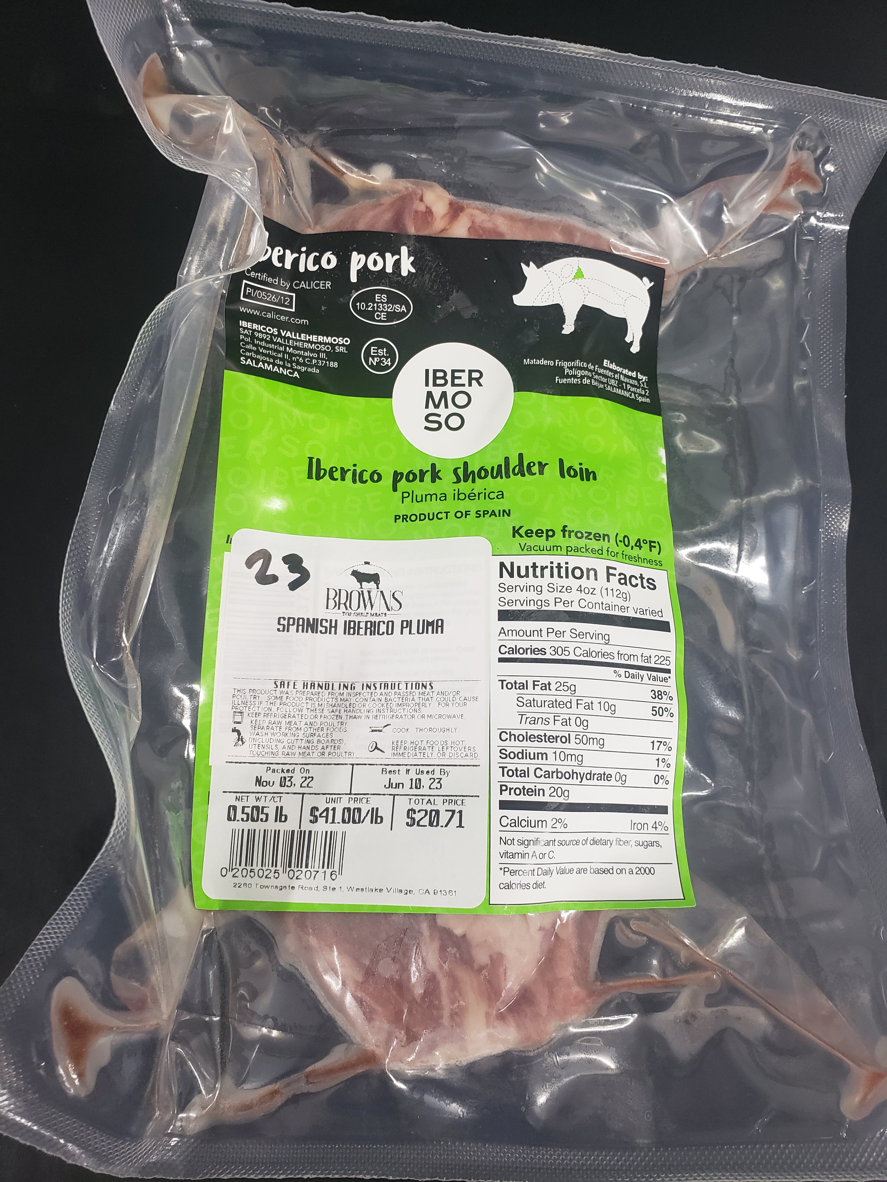 SPANISH IBERICO PORK PLUMA #23 – Brown's Top Shelf Meats