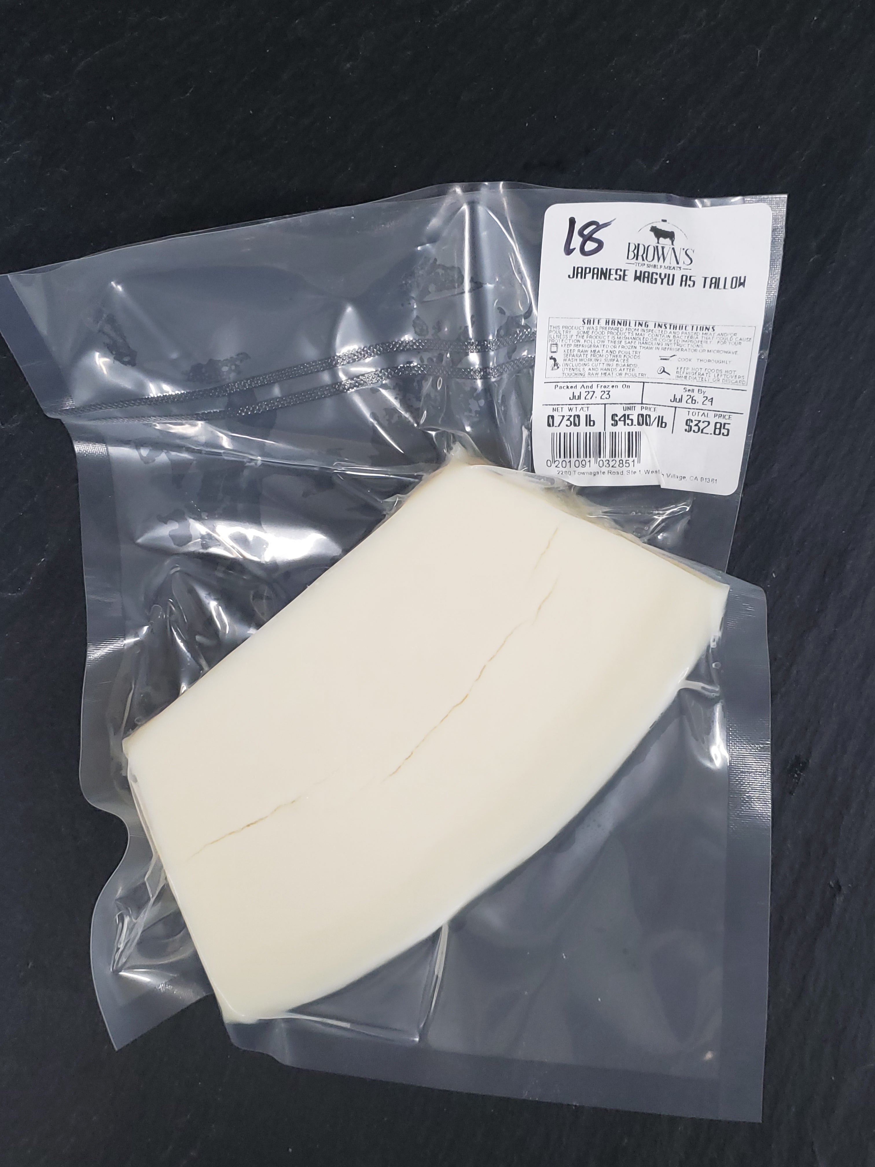 JAPANESE WAGYU A5 TALLOW #18 – Brown's Top Shelf Meats