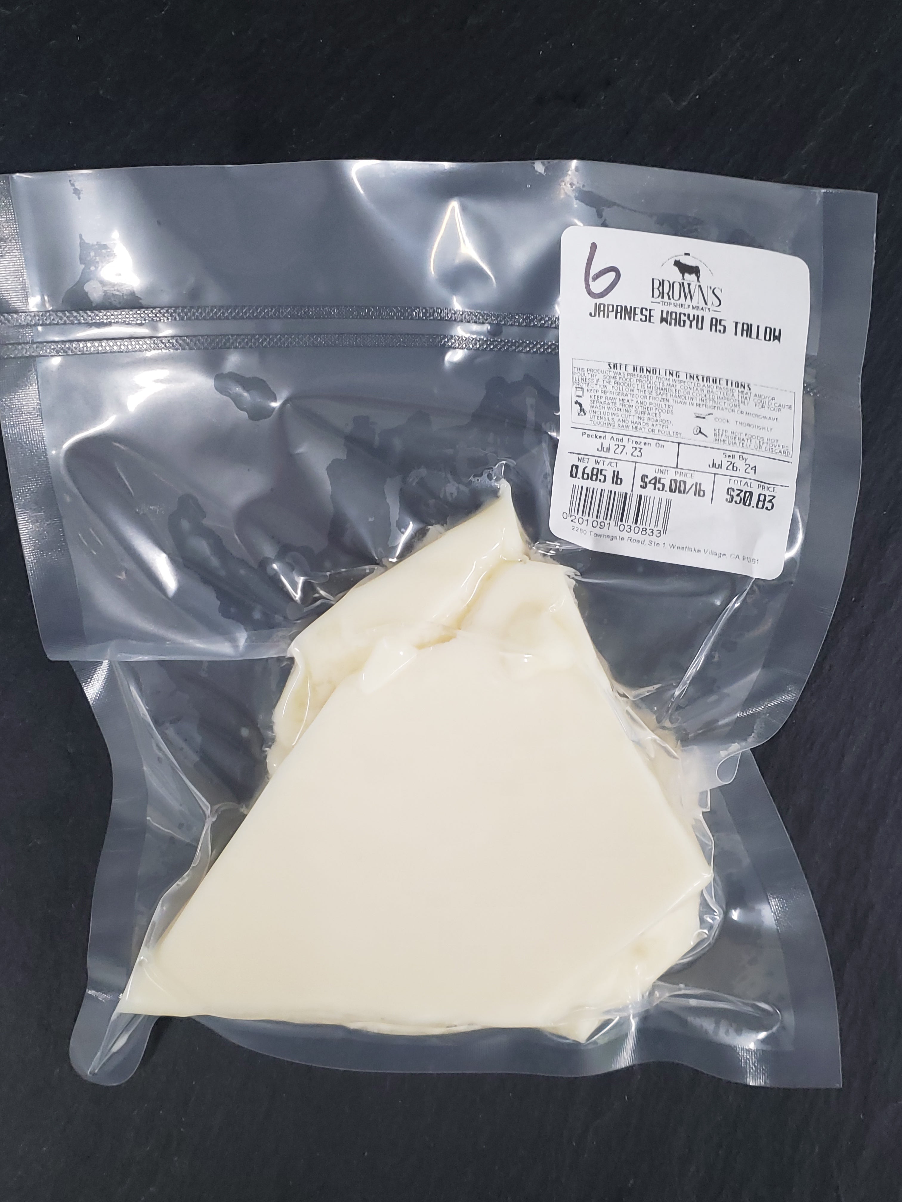 JAPANESE WAGYU A5 TALLOW #6 – Brown's Top Shelf Meats