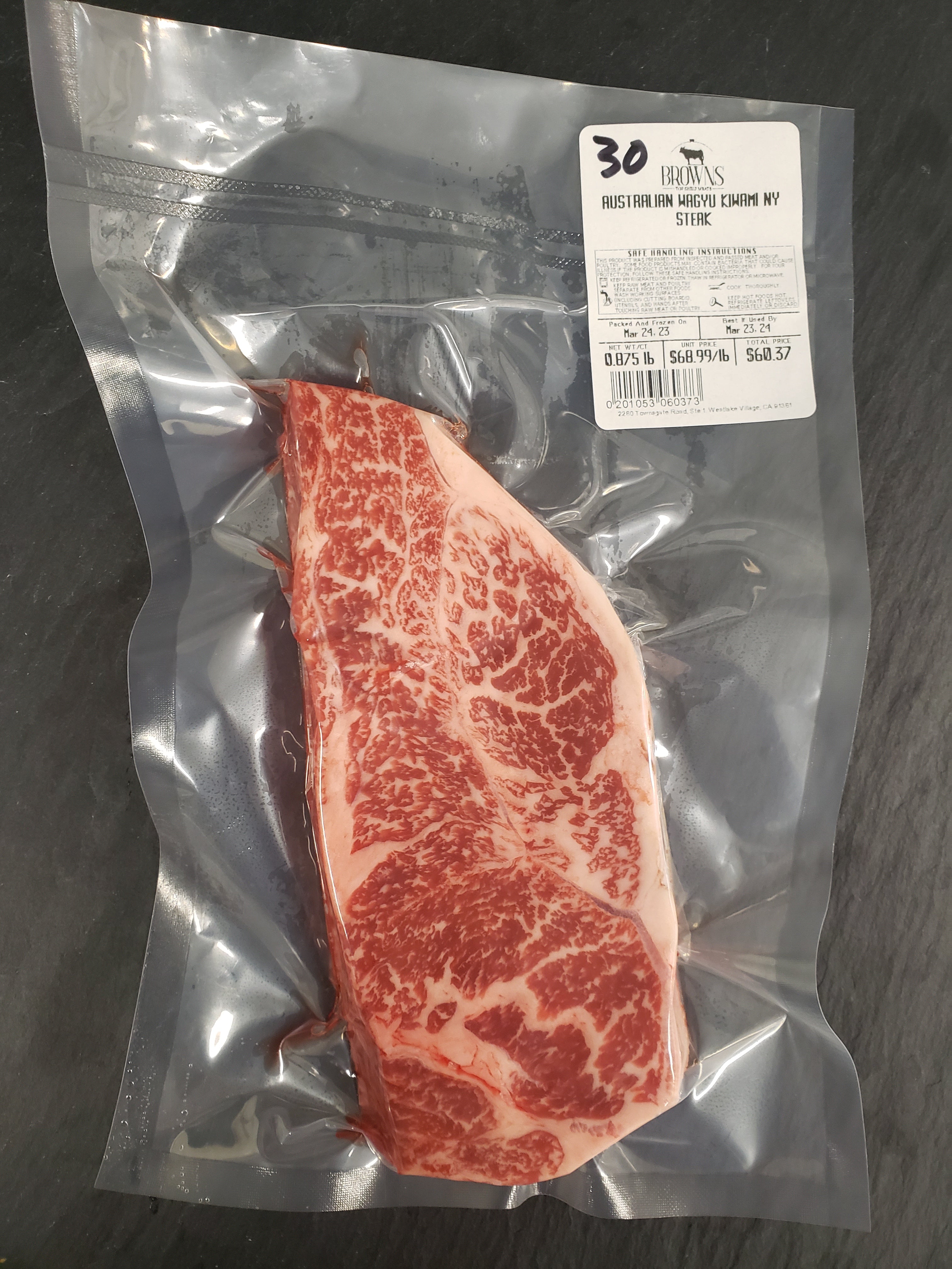 AUSTRALIAN WAGYU KIWAMI NY STEAK #30 – Brown's Top Shelf Meats