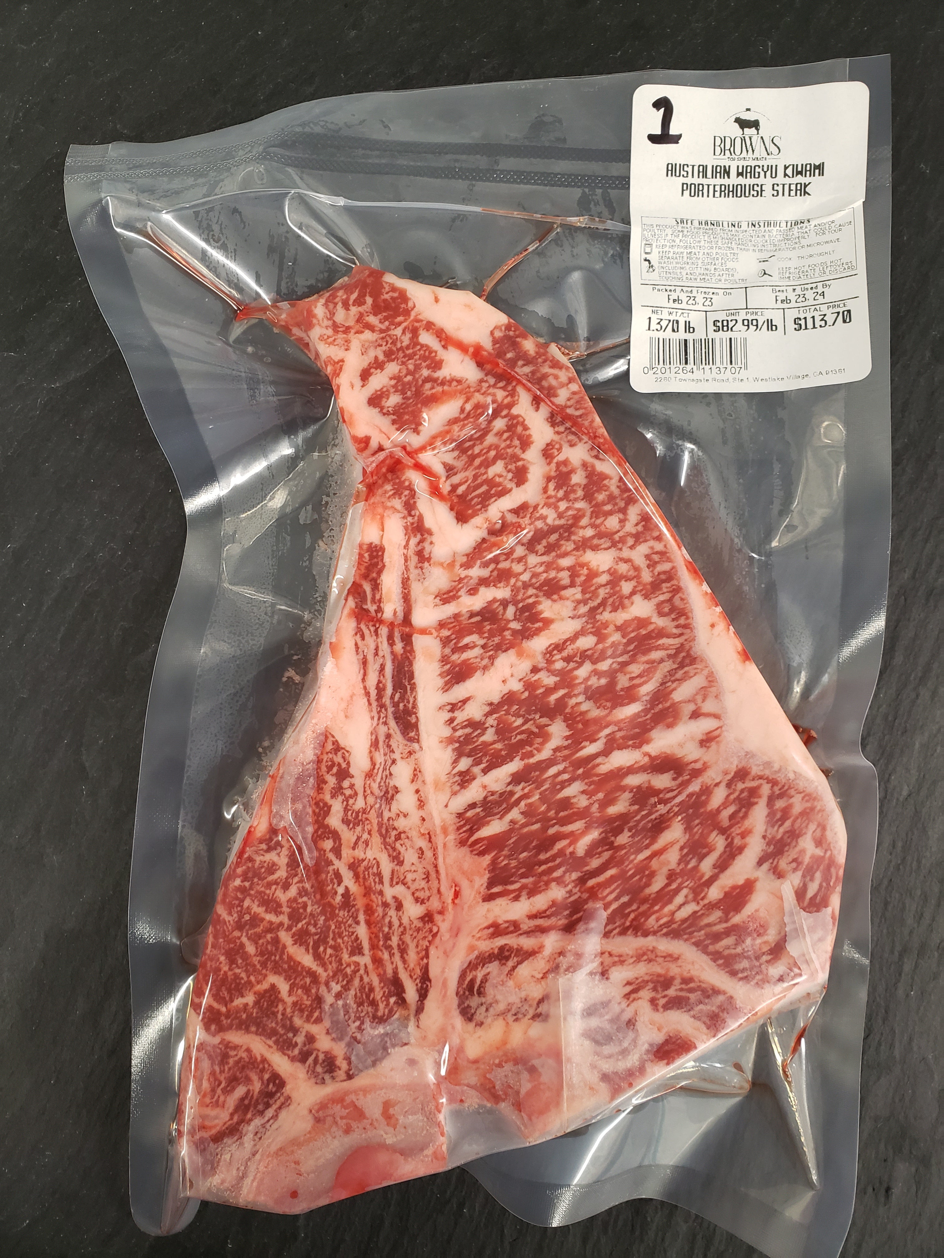 AUSTRALIAN WAGYU KIWAMI PORTERHOUSE #1 – Brown's Top Shelf Meats