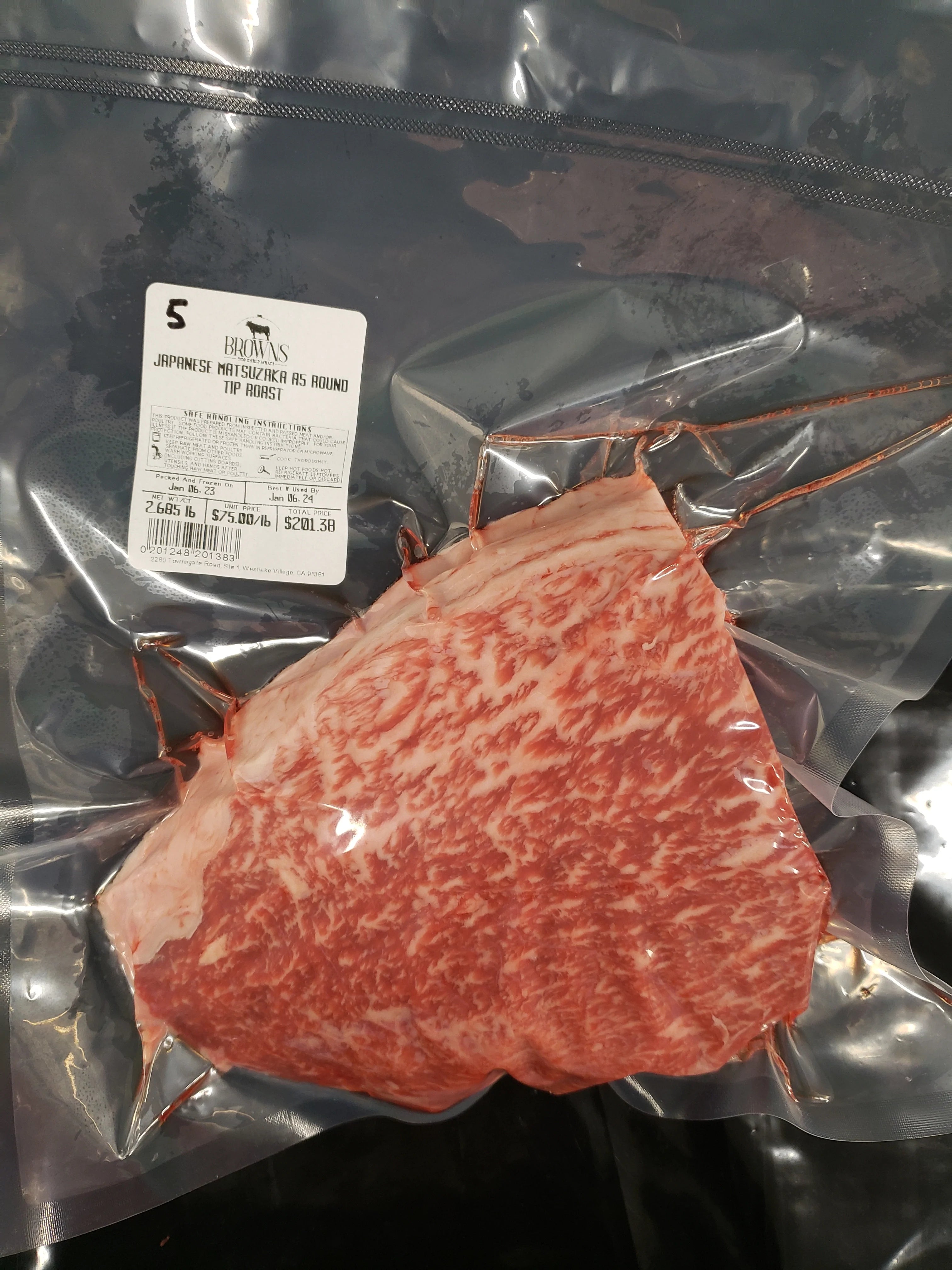 JAPANESE MATSUZAKA A5 WAGYU ROUND TIP ROAST #5 – Brown's Top Shelf Meats
