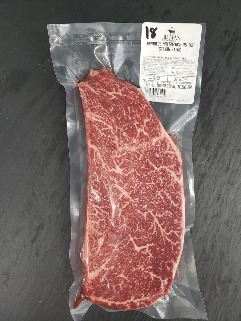 JAPANESE MATSUZAKA A5 WAGYU TOP SIRLOIN STEAK #18 – Brown's Top Shelf Meats