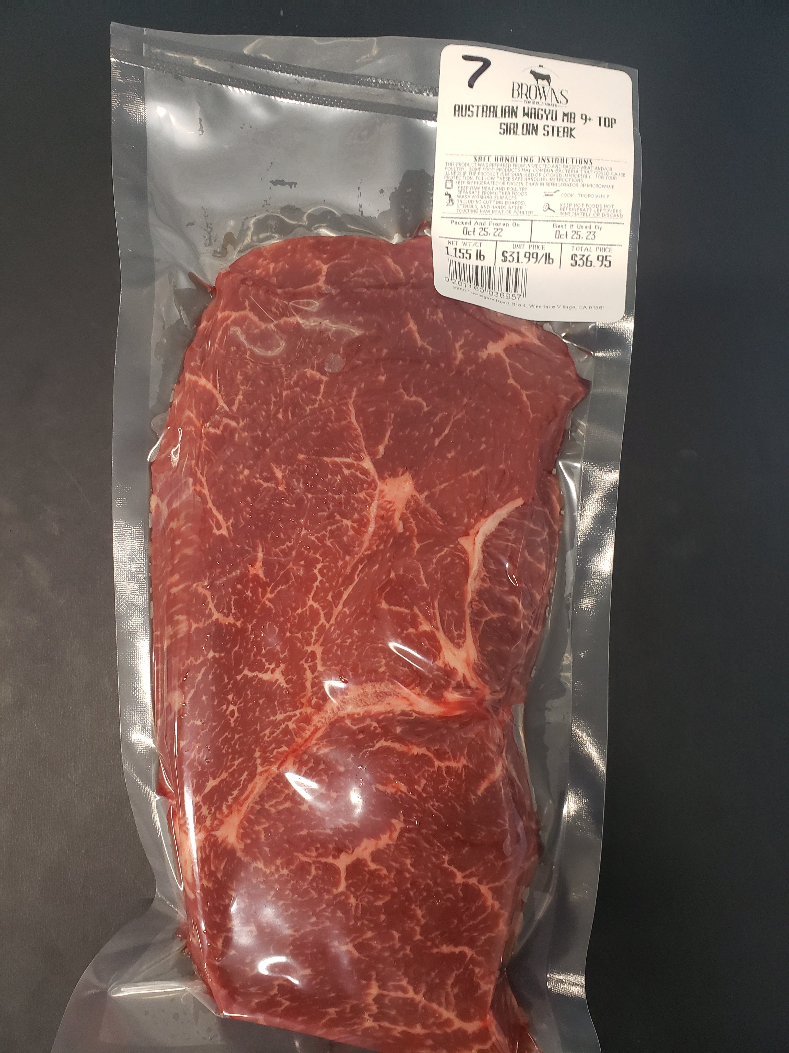 MB 9+ TOP SIRLOIN STEAK #7 – Brown's Top Shelf Meats