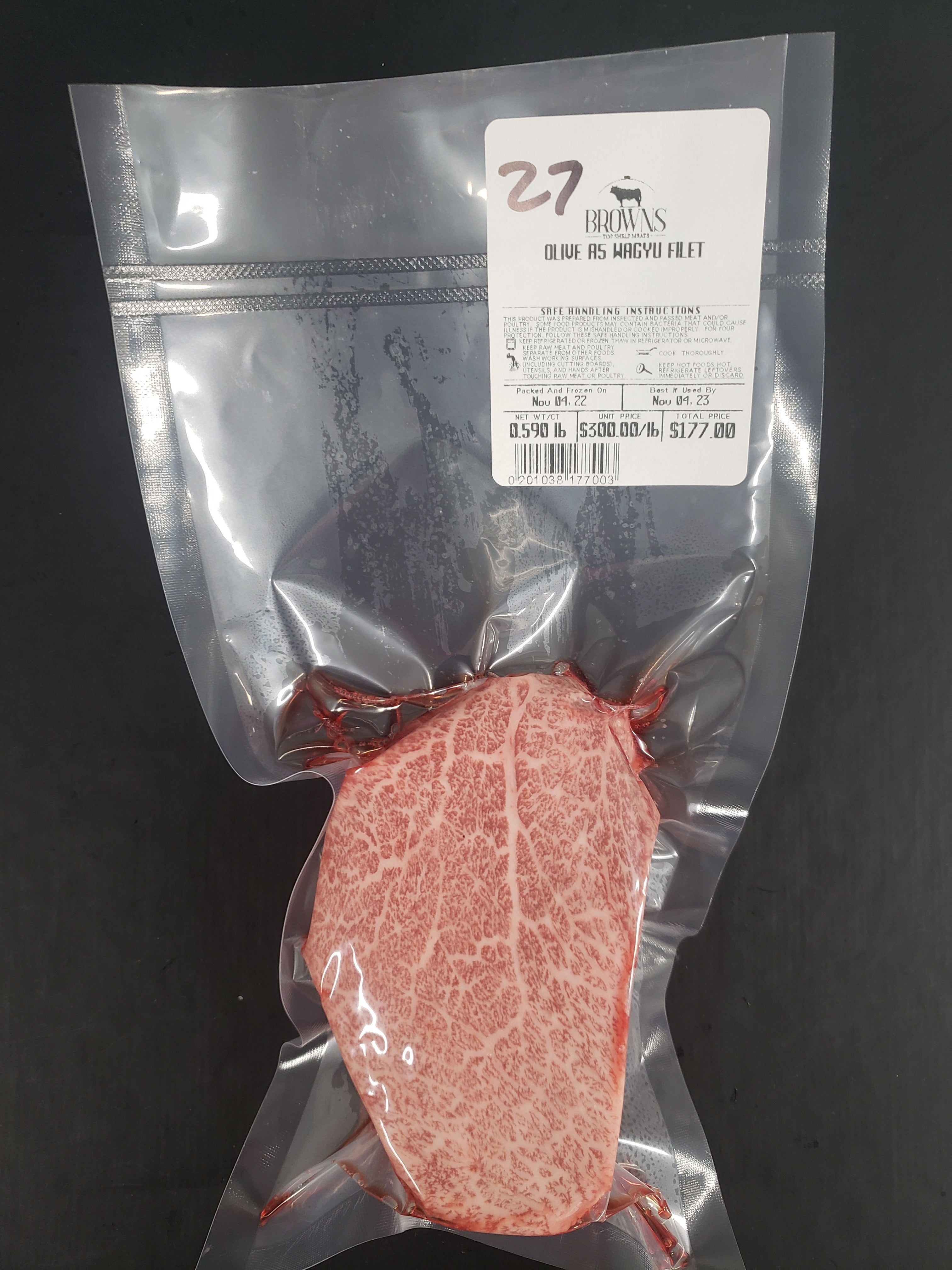 JAPANESE OLIVE A5 WAGYU FILET #27 – Brown's Top Shelf Meats