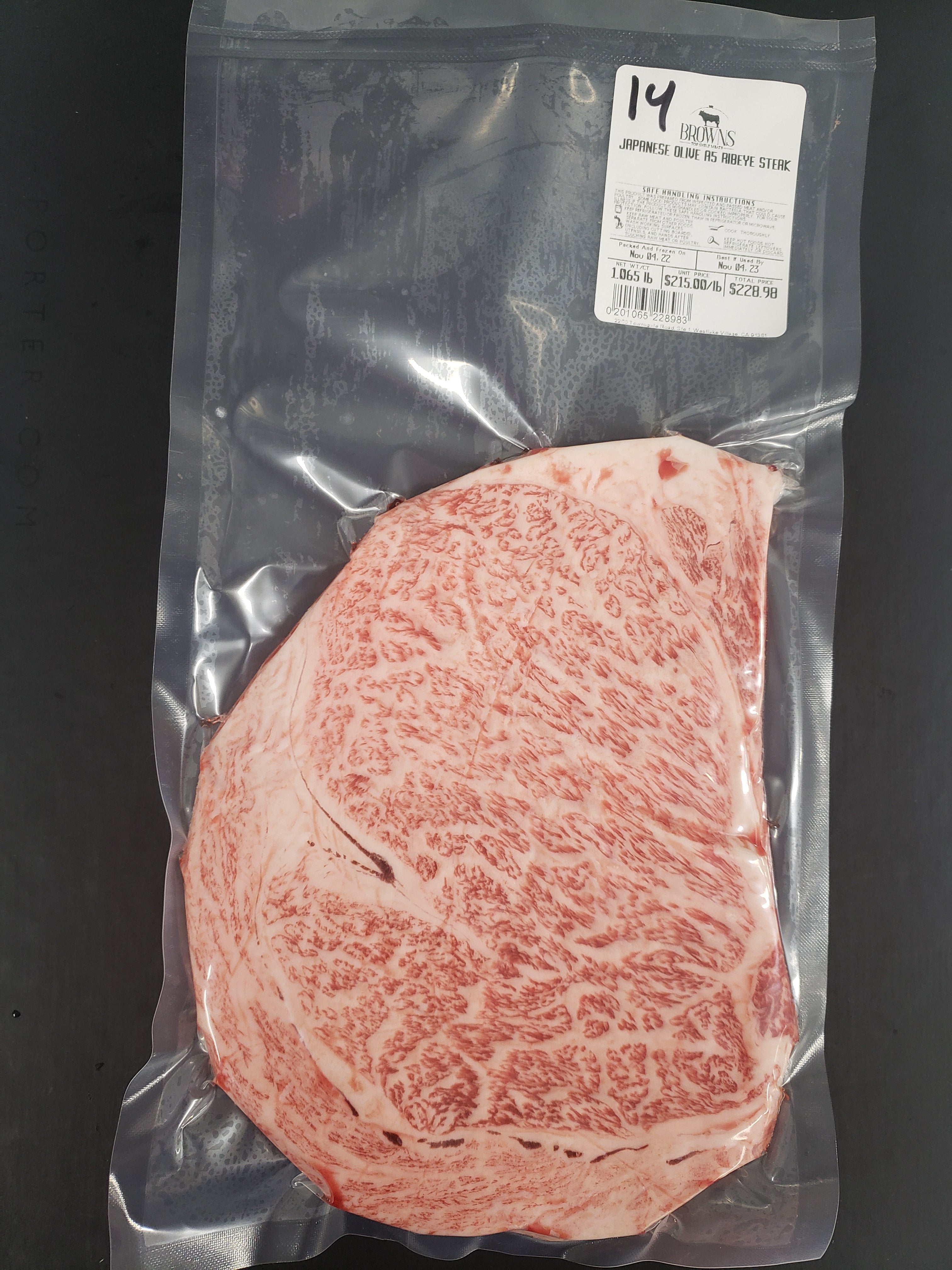JAPANESE OLIVE A5 WAGYU RIBEYE STEAK #14 – Brown's Top Shelf Meats