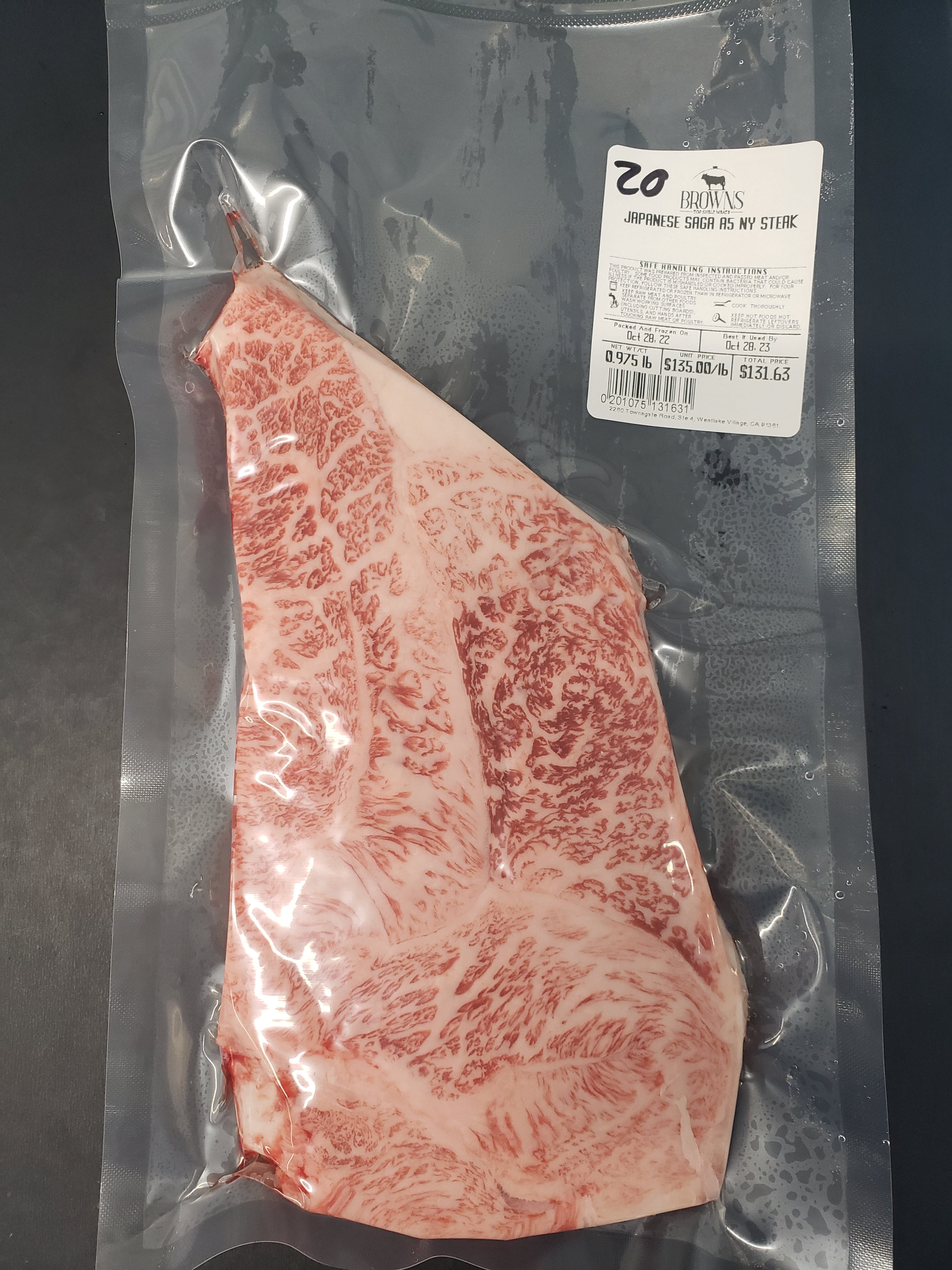 JAPANESE SAGA A5 WAGYU NY STEAK #20 – Brown's Top Shelf Meats