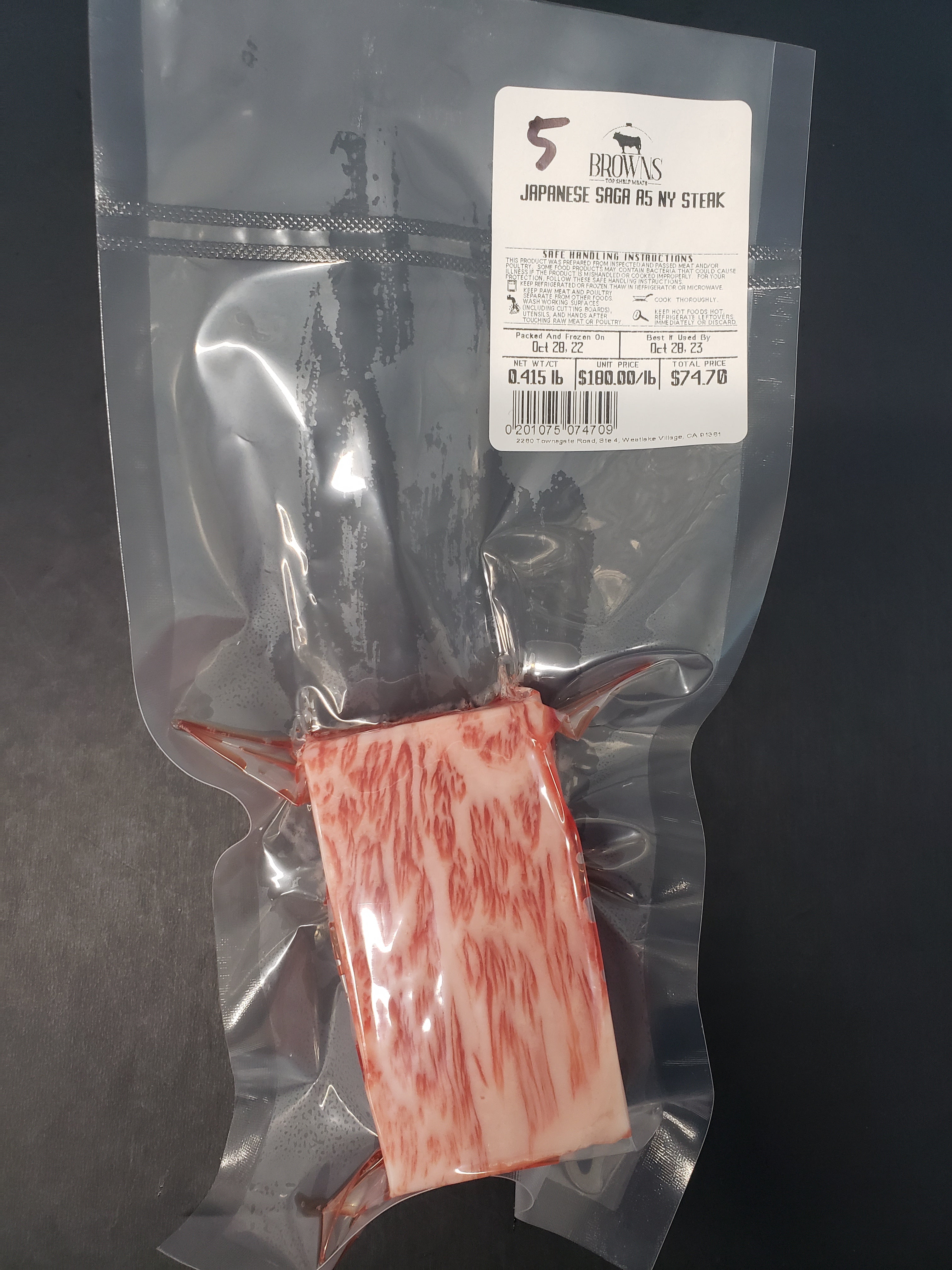 JAPANESE SAGA A5 WAGYU NY STEAK #5 – Brown's Top Shelf Meats