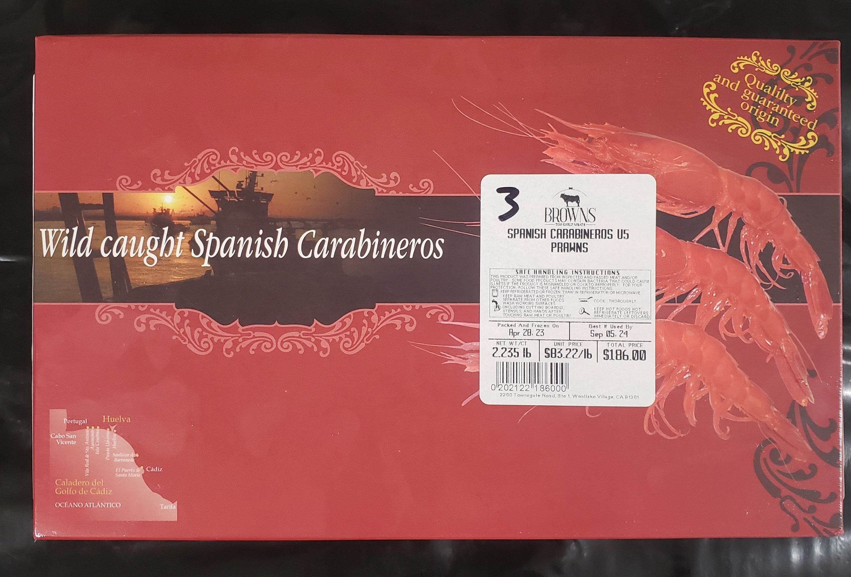 SPANISH CARABINEROS U5 PRAWNS #3 – Brown's Top Shelf Meats