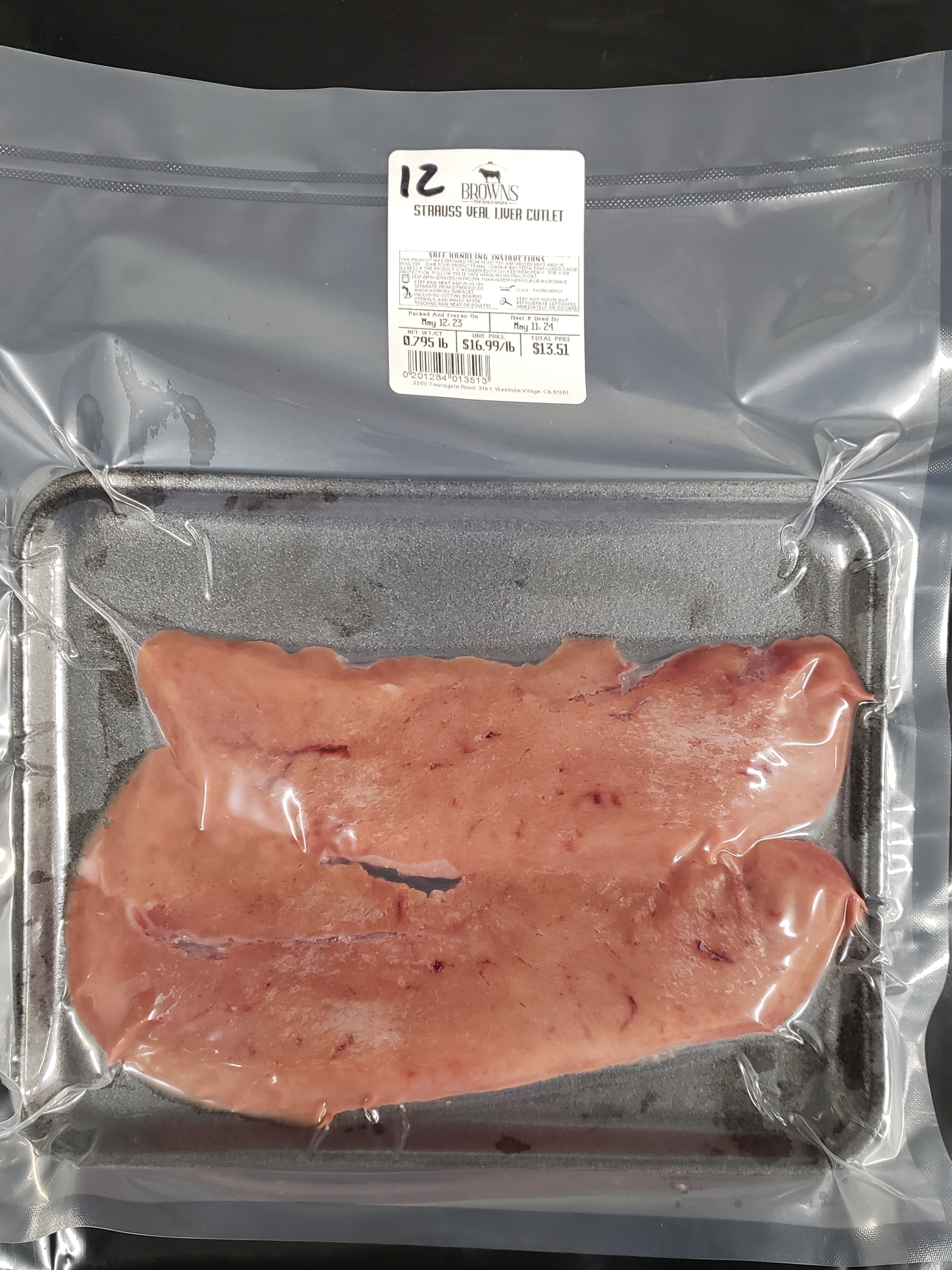 STRAUSS VEAL LIVER CUTLET #12 – Brown's Top Shelf Meats
