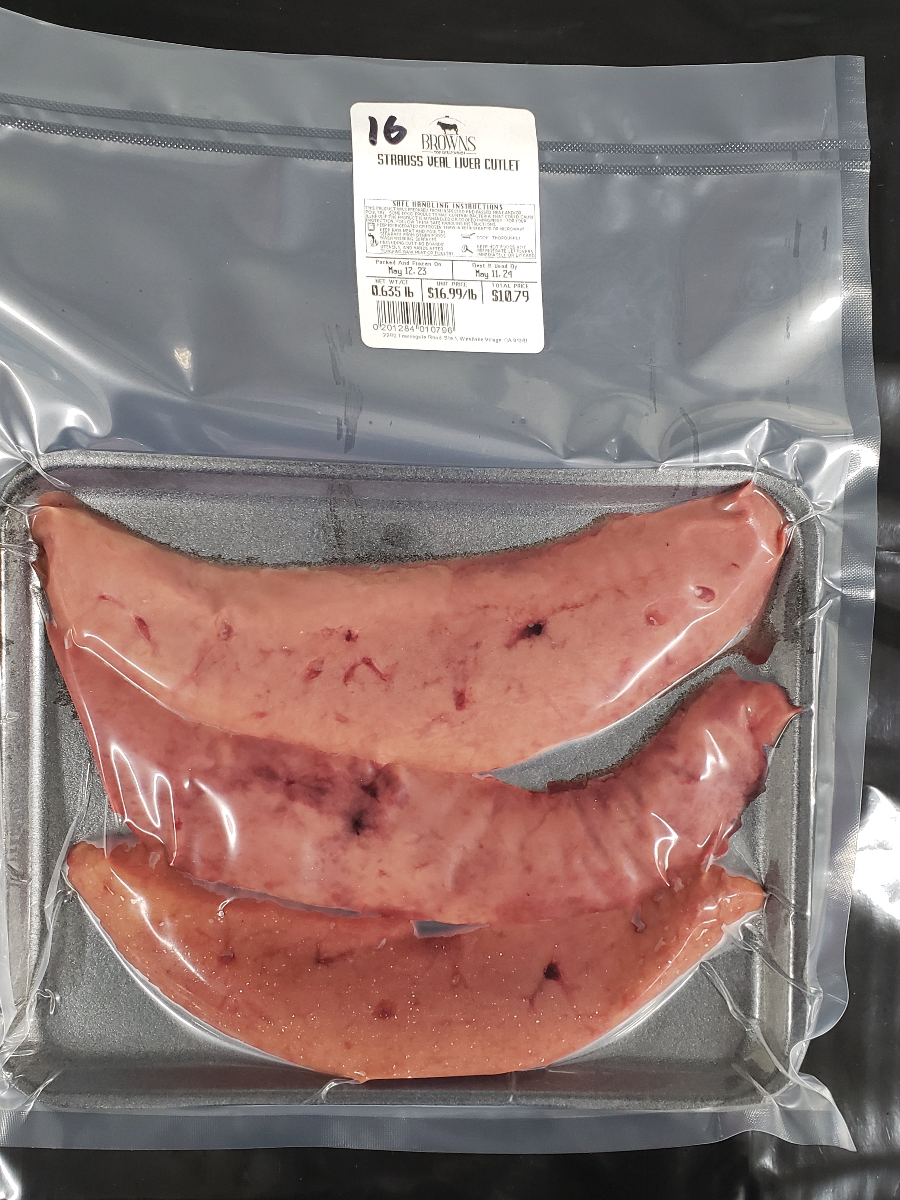 STRAUSS VEAL LIVER CUTLET #16 – Brown's Top Shelf Meats