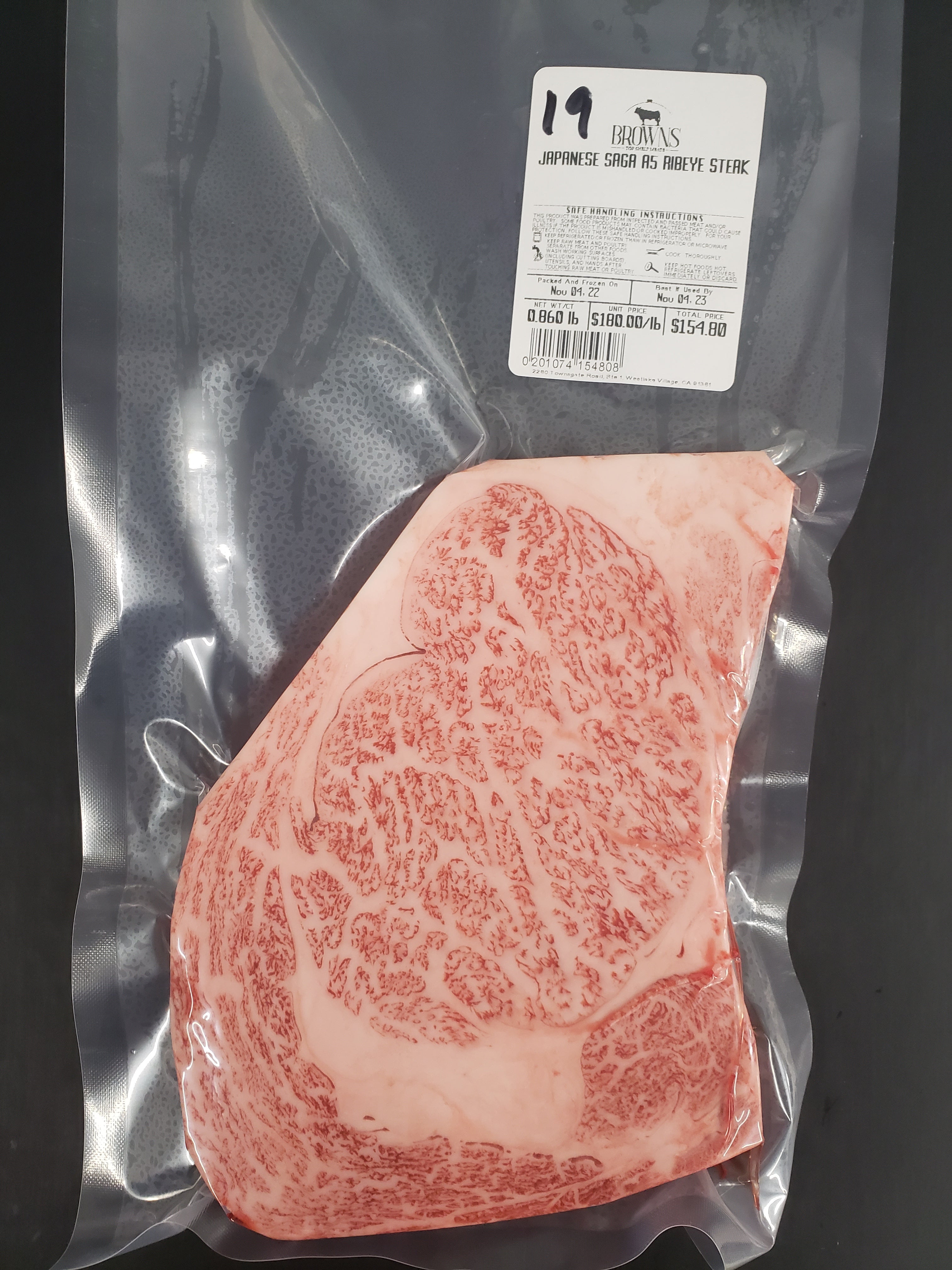 JAPANESE SAGA A5 WAGYU RIBEYE #19 – Brown's Top Shelf Meats